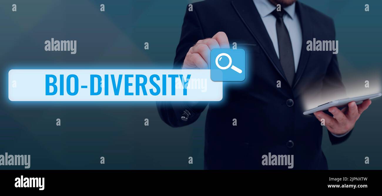 Text caption presenting Bio Diversity, Business approach Variety of ... Text caption presenting Bio Diversity, Business approach Variety of ...