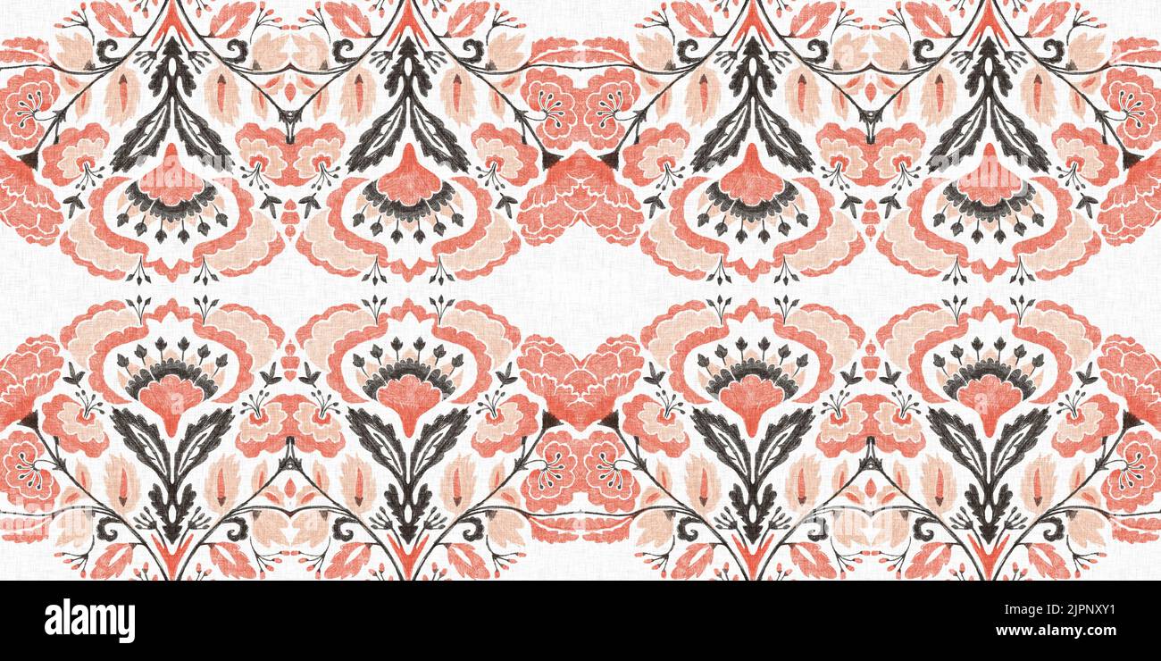 Modern boho geometric floral quilt style seamless border pattern ...