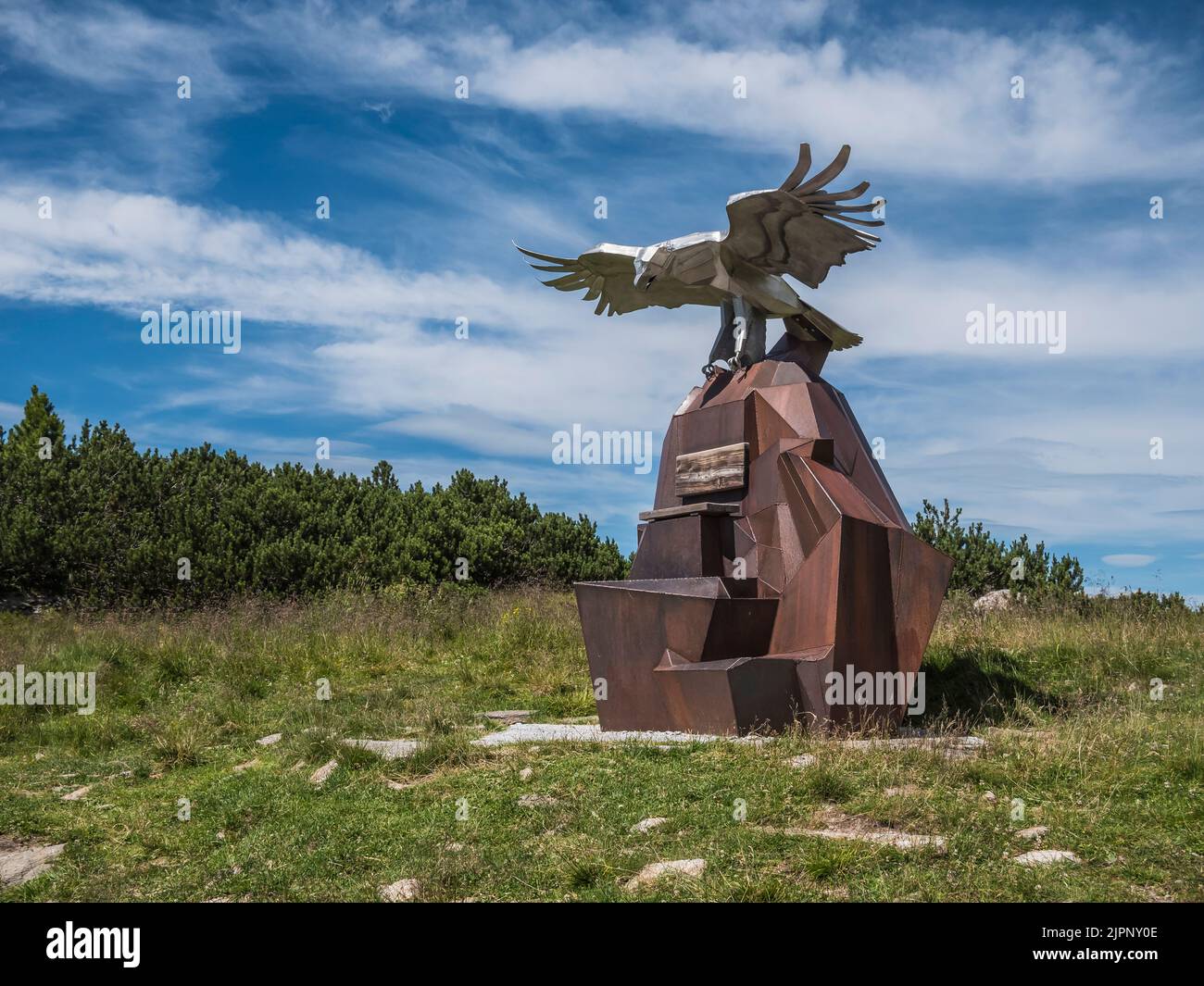 The image is of the Stein Adler eagle sculpture at Filzen Alm en-route ...