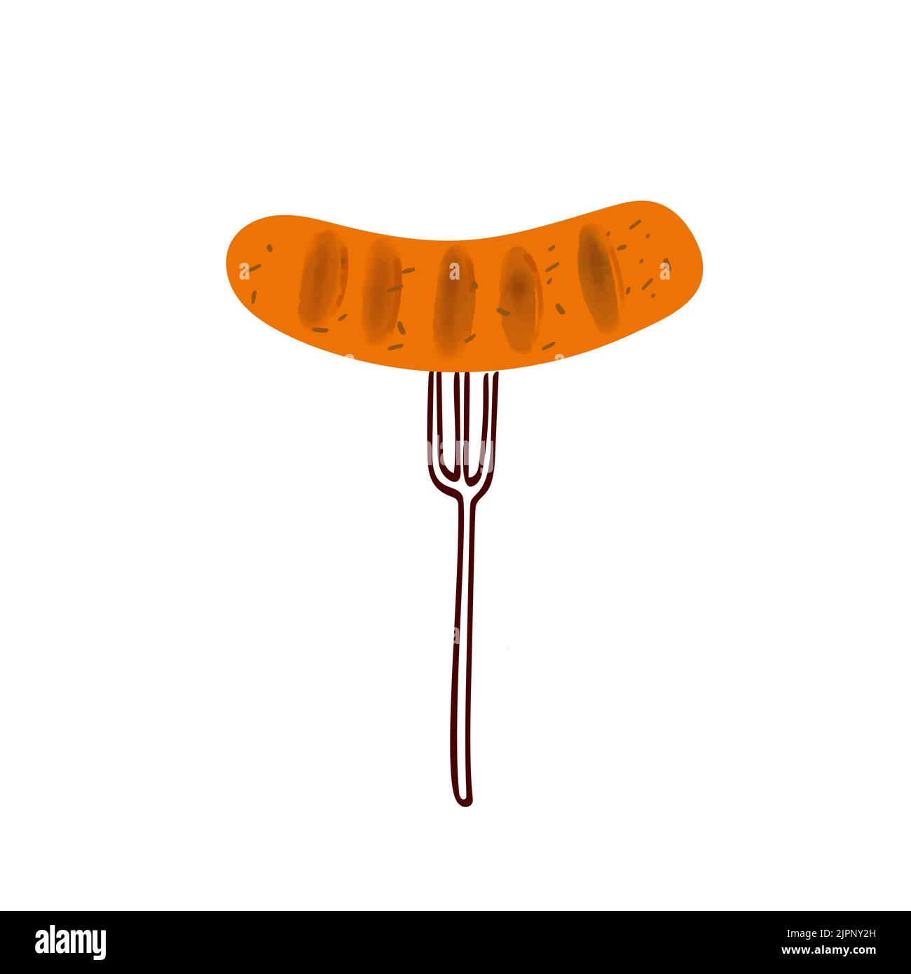 Sausage on a fork illustration isolated on white background Stock Vector Image & Art - Alamy