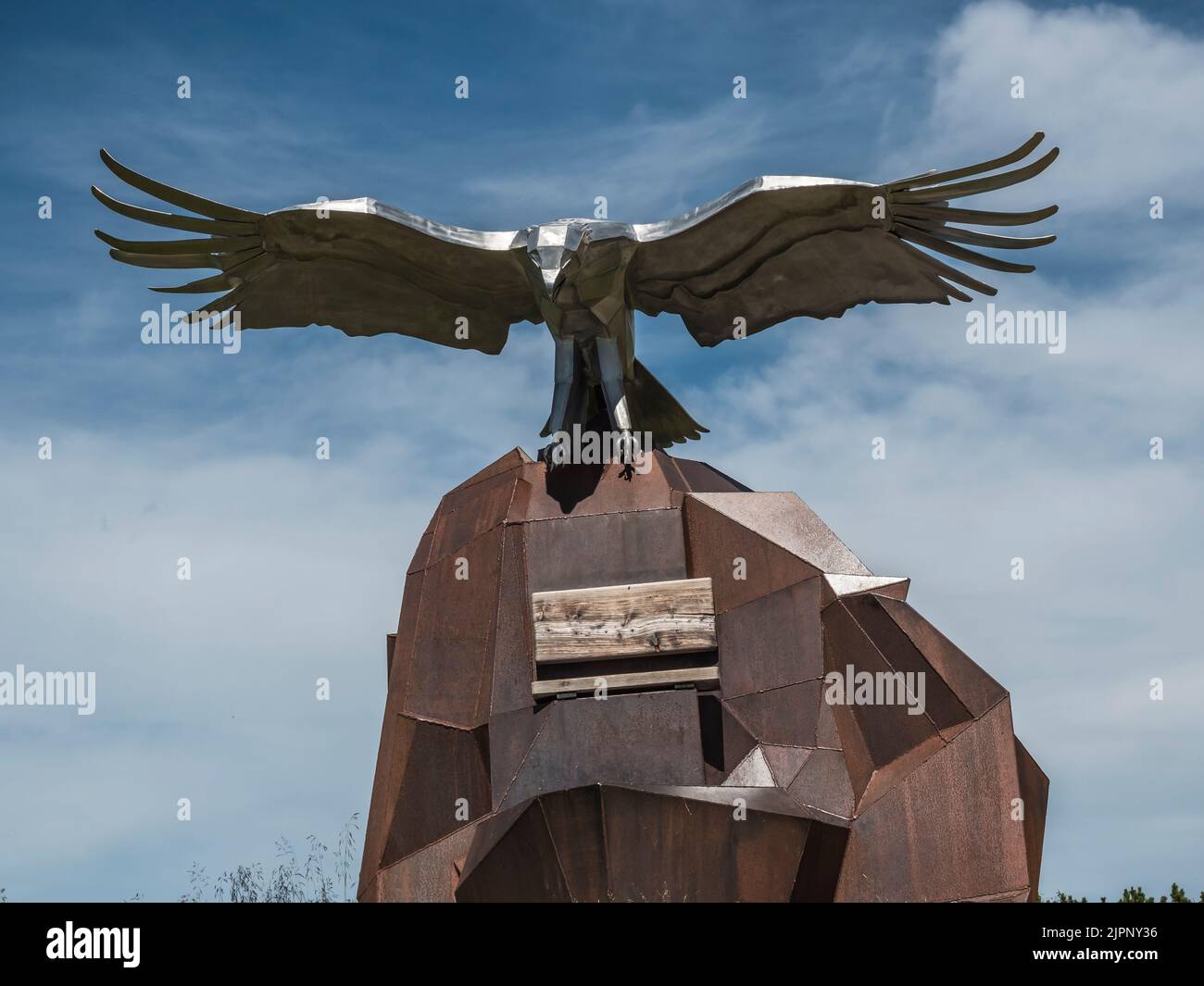 The image is of the Stein Adler eagle sculpture at Filzen Alm en-route ...