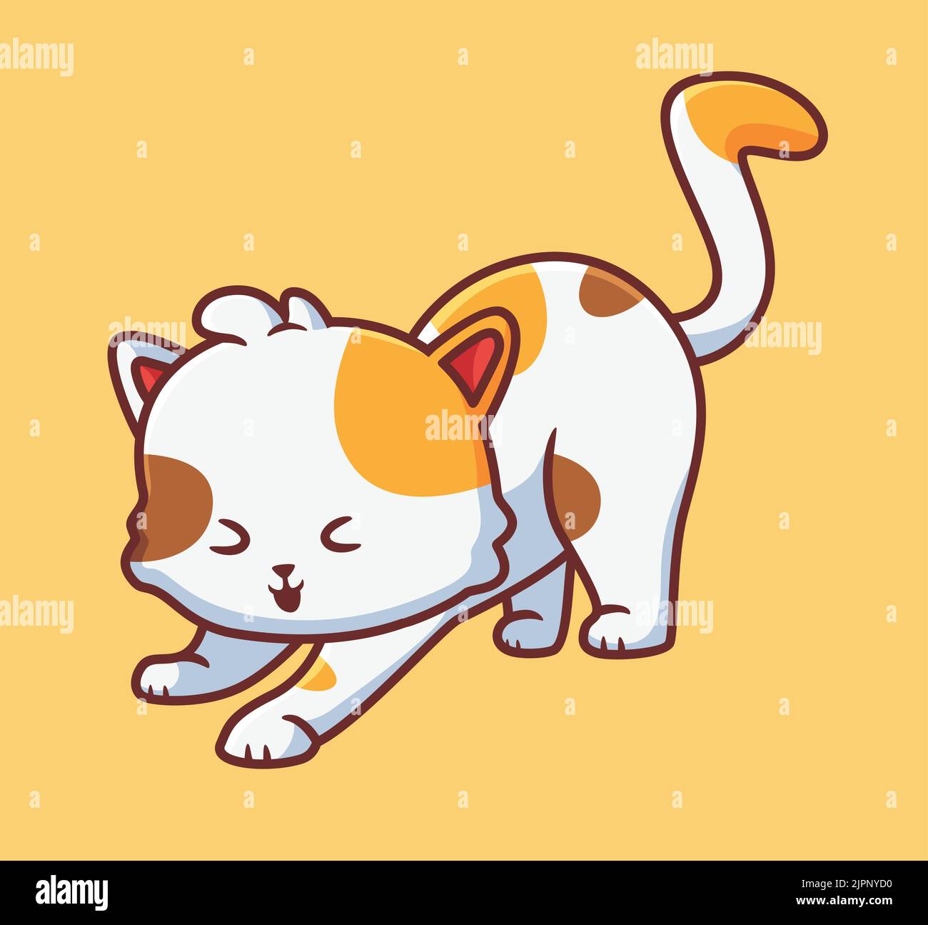 Cute Cat Stretching Stock Vector Images Alamy