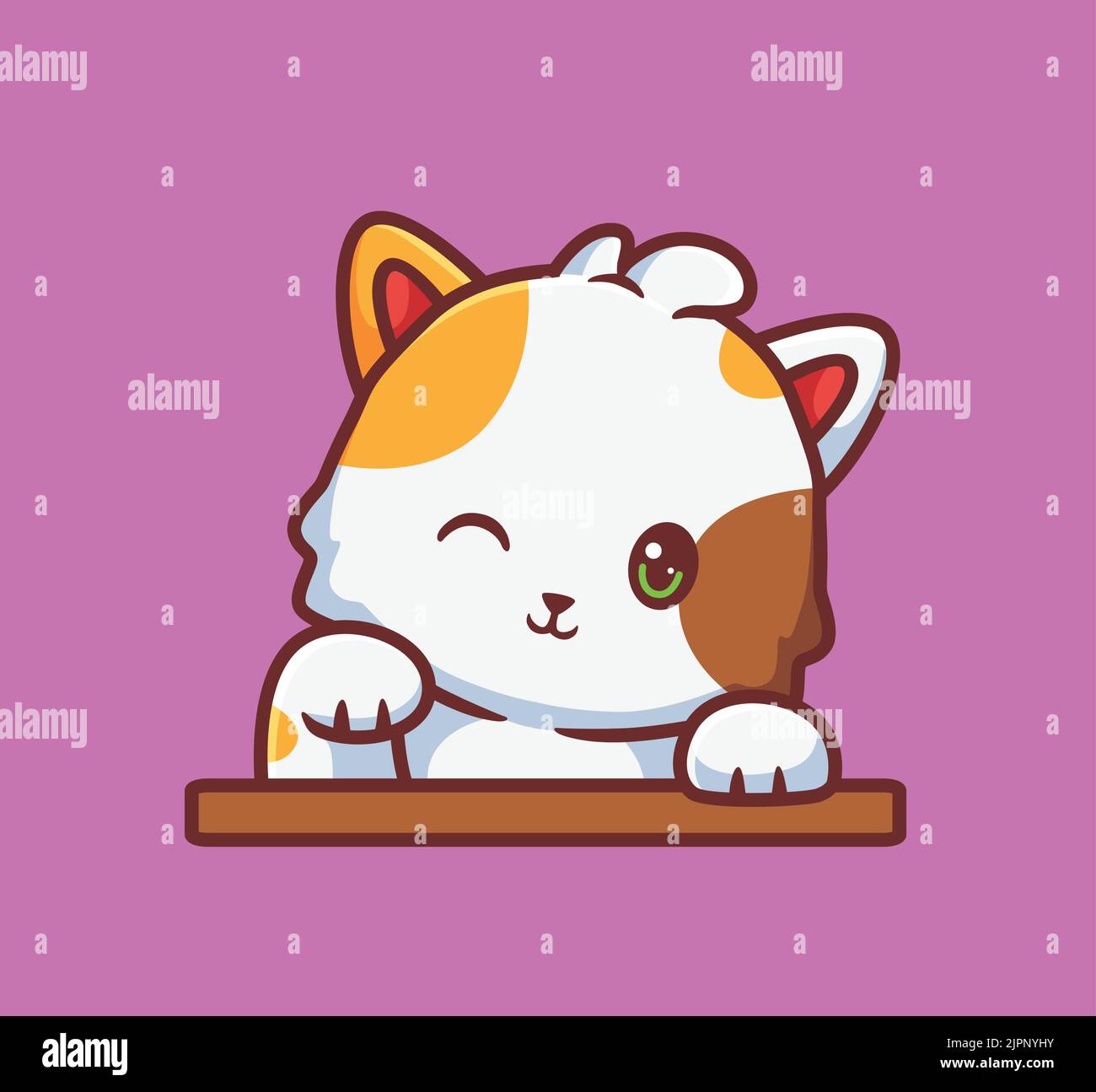 cute cat peeking. isolated cartoon animal illustration. Flat Style ...