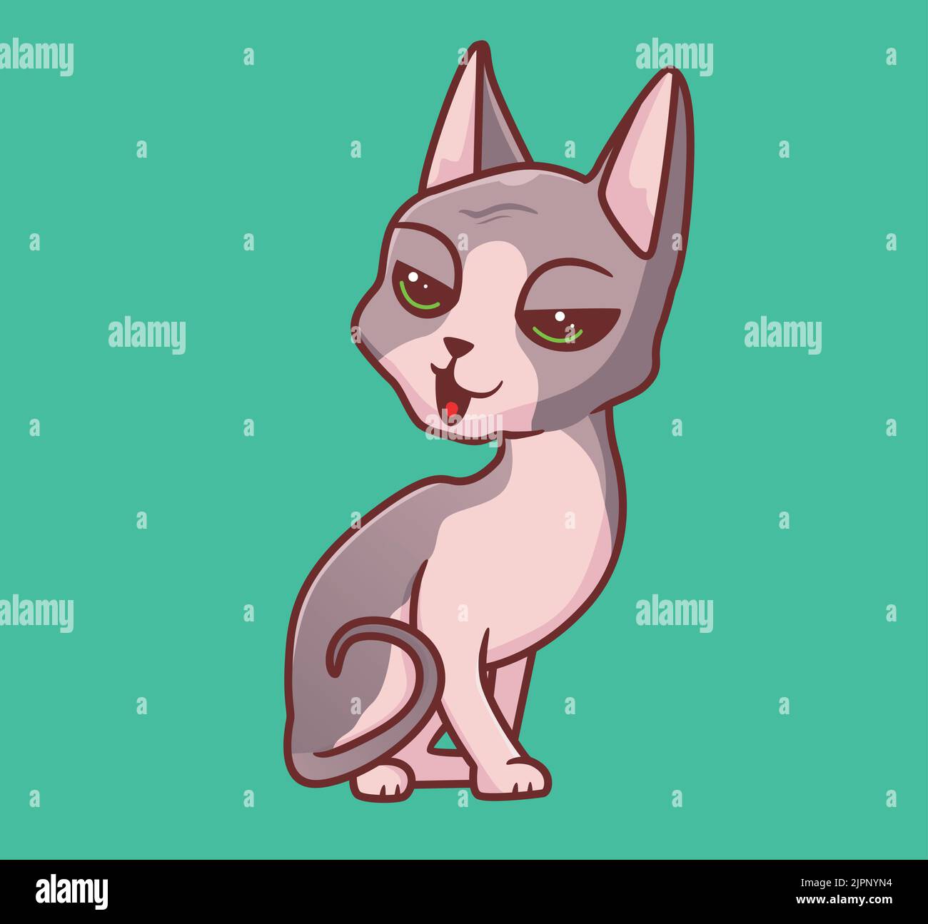 cute cat sphinx proud. isolated cartoon animal illustration. Flat Style ...