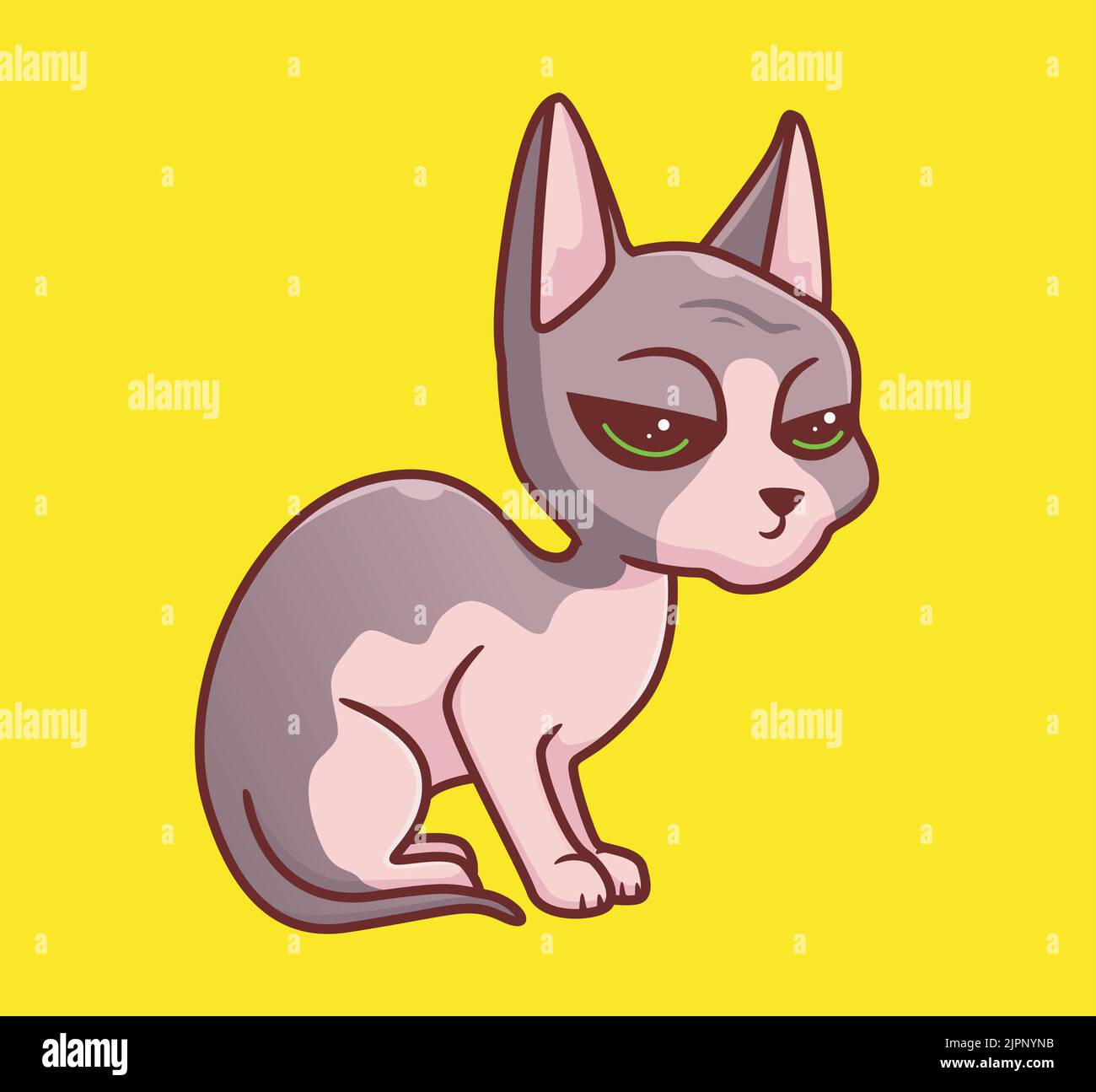 cute cat sphinx bored. isolated cartoon animal illustration. Flat Style ...