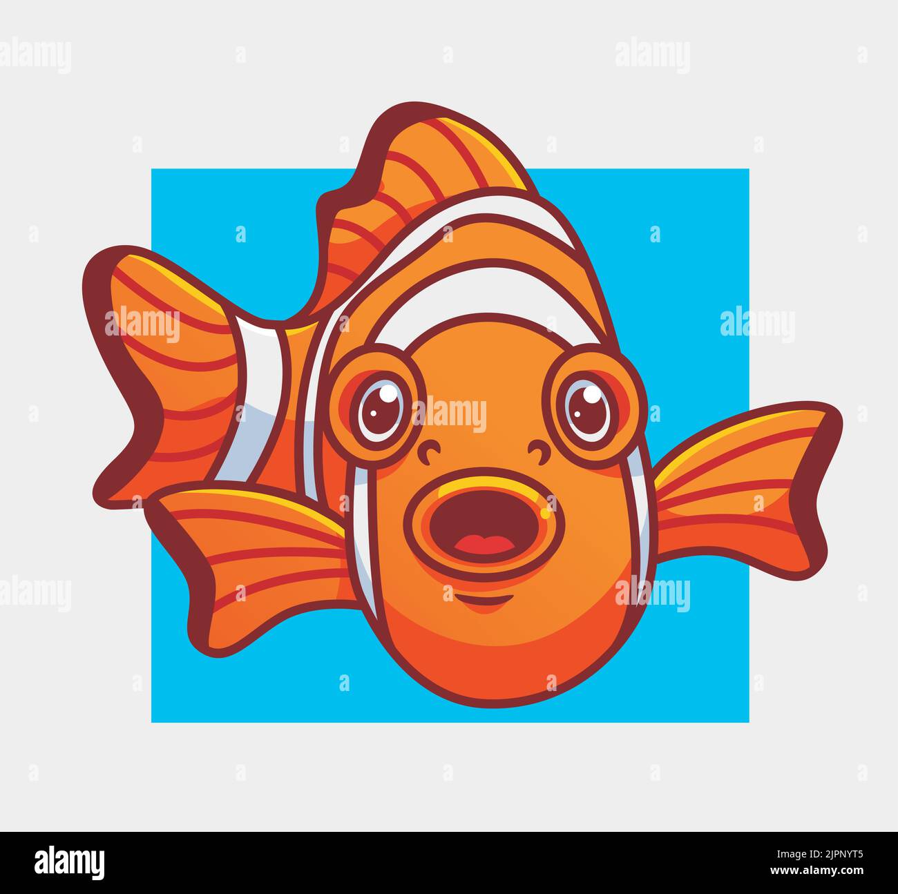 cute clown clown fish pose. isolated cartoon animal illustration. Flat ...