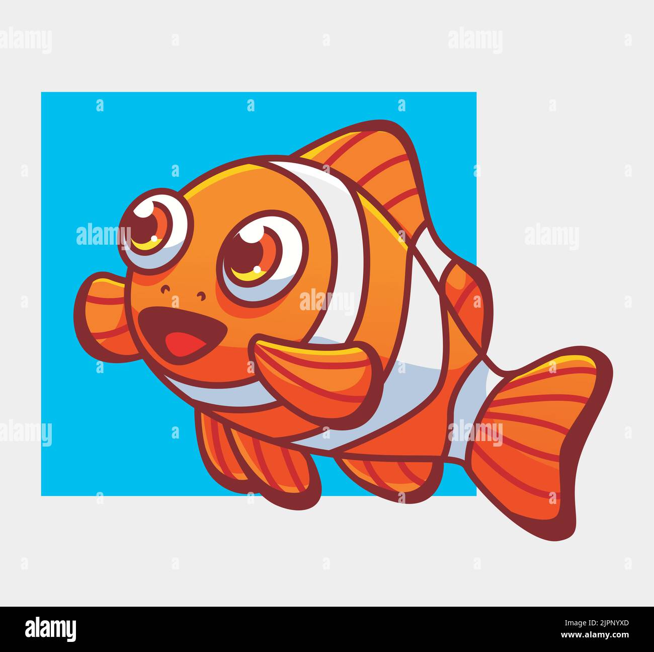 cute clown fish laughing. isolated cartoon animal illustration. Flat ...