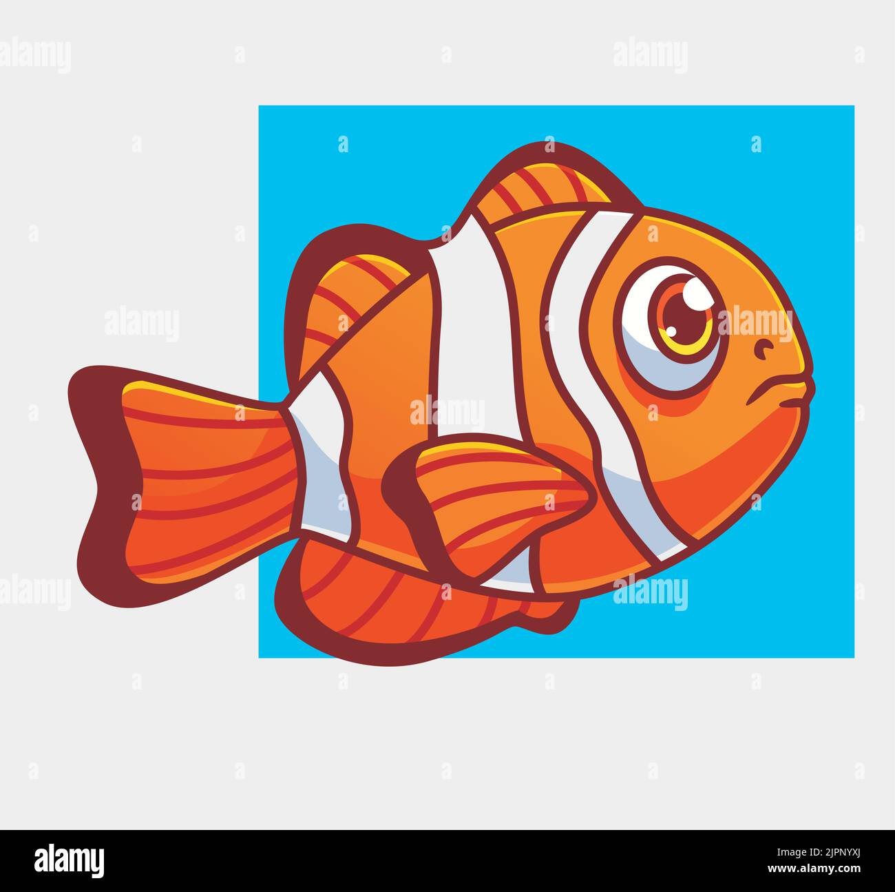 cute clown fish swimming. isolated cartoon animal illustration. Flat ...
