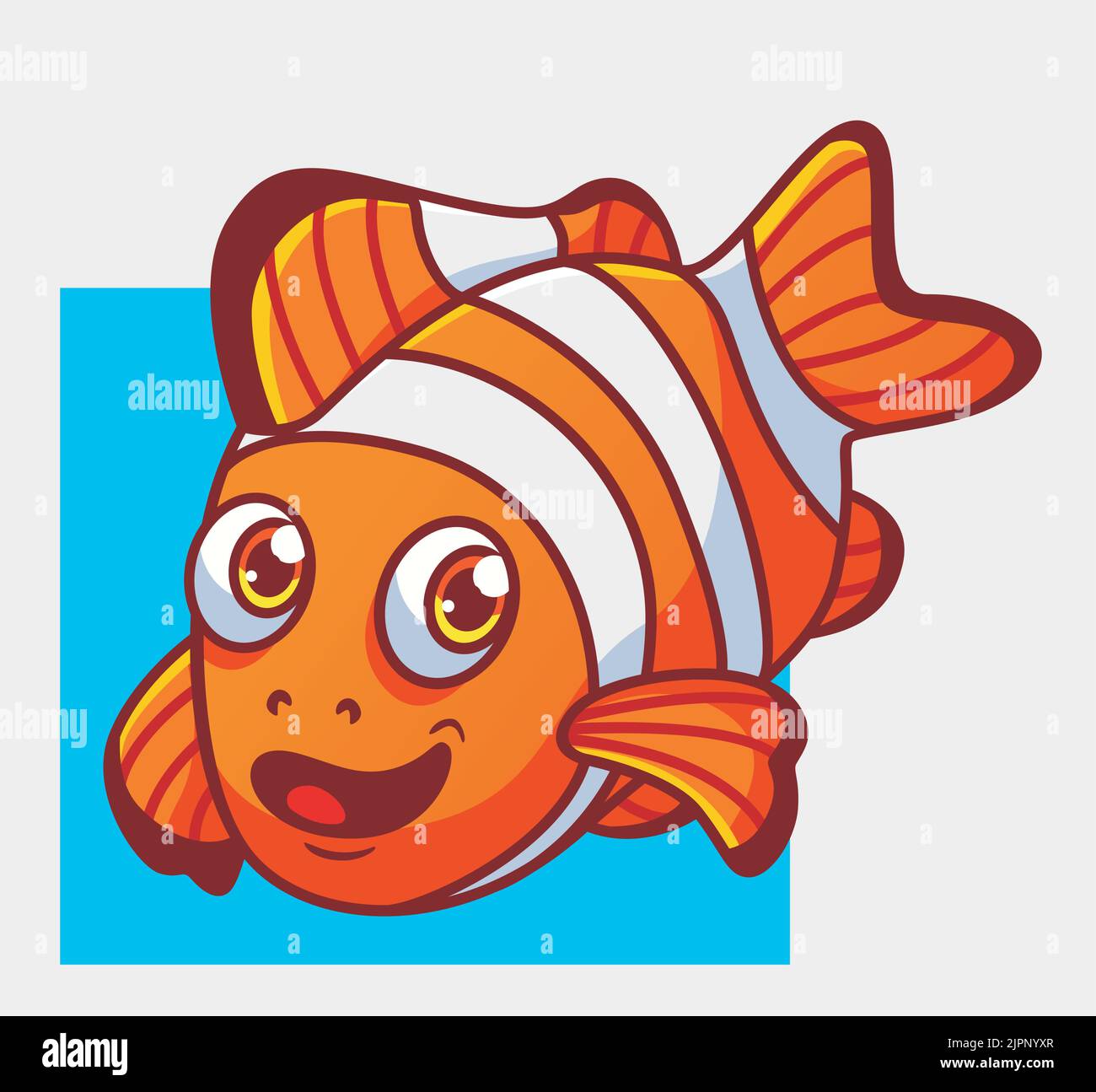 cute handsome clown fish. isolated cartoon animal illustration. Flat ...