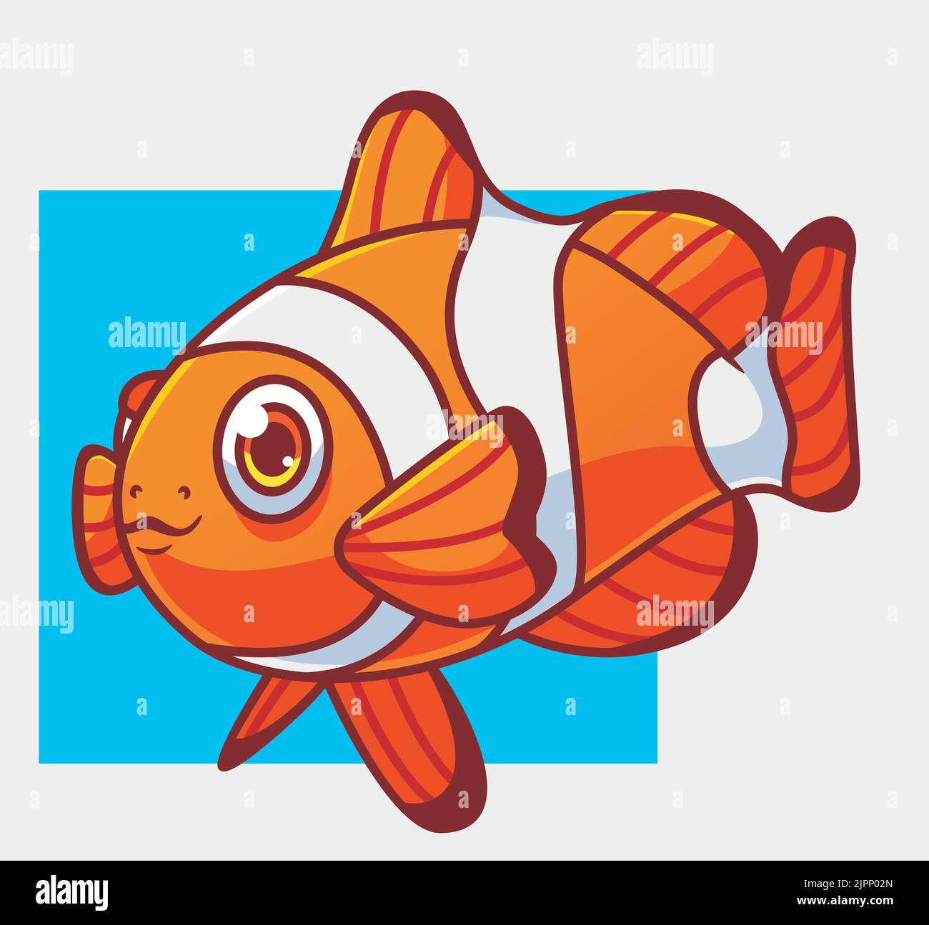 cute clown fish calm. isolated cartoon animal illustration. Flat Style ...