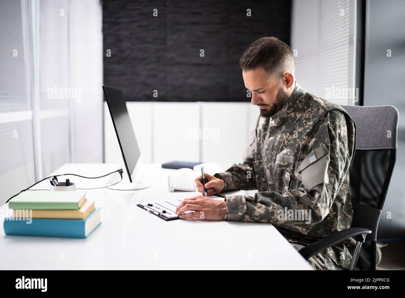 Military Student Education. Army Soldier Veteran In College Stock Photo ...