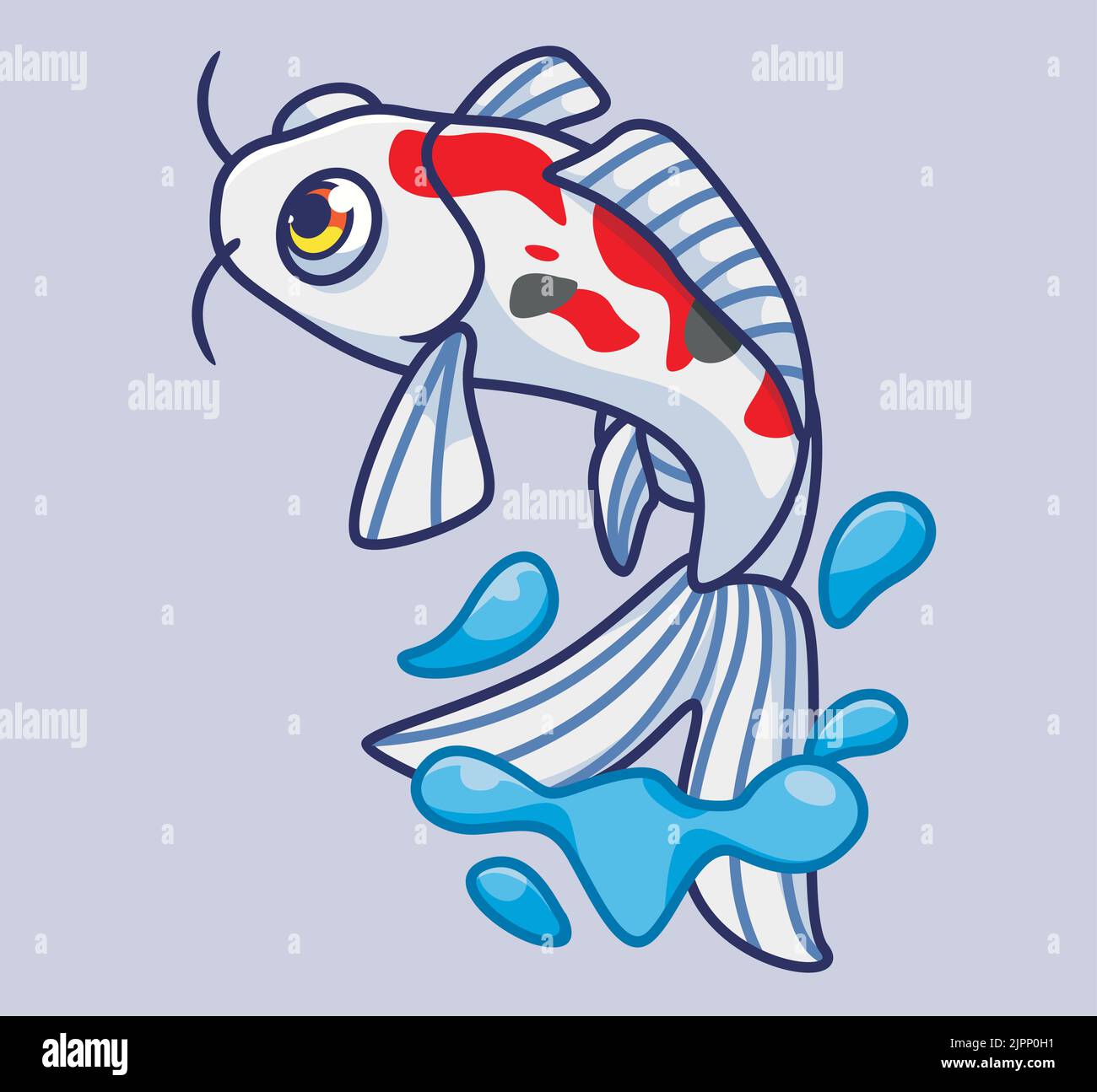cute koi fish jumping. isolated cartoon animal illustration. Flat Style ...