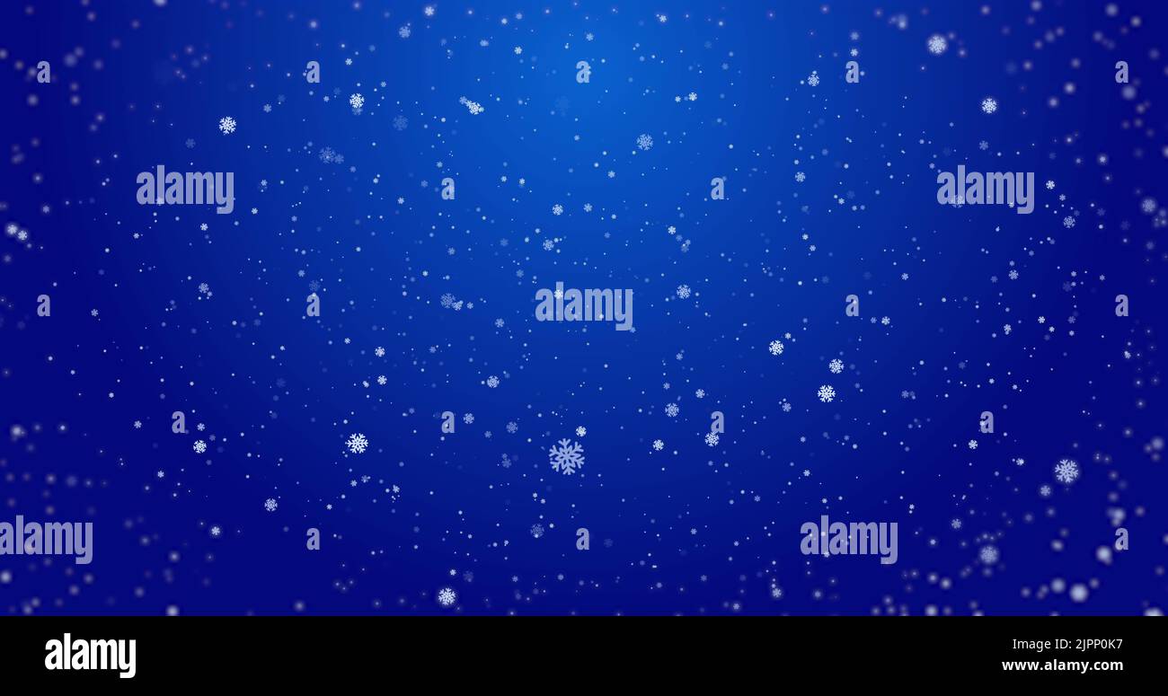 Image of snowflakes falling on blue background Stock Photo - Alamy