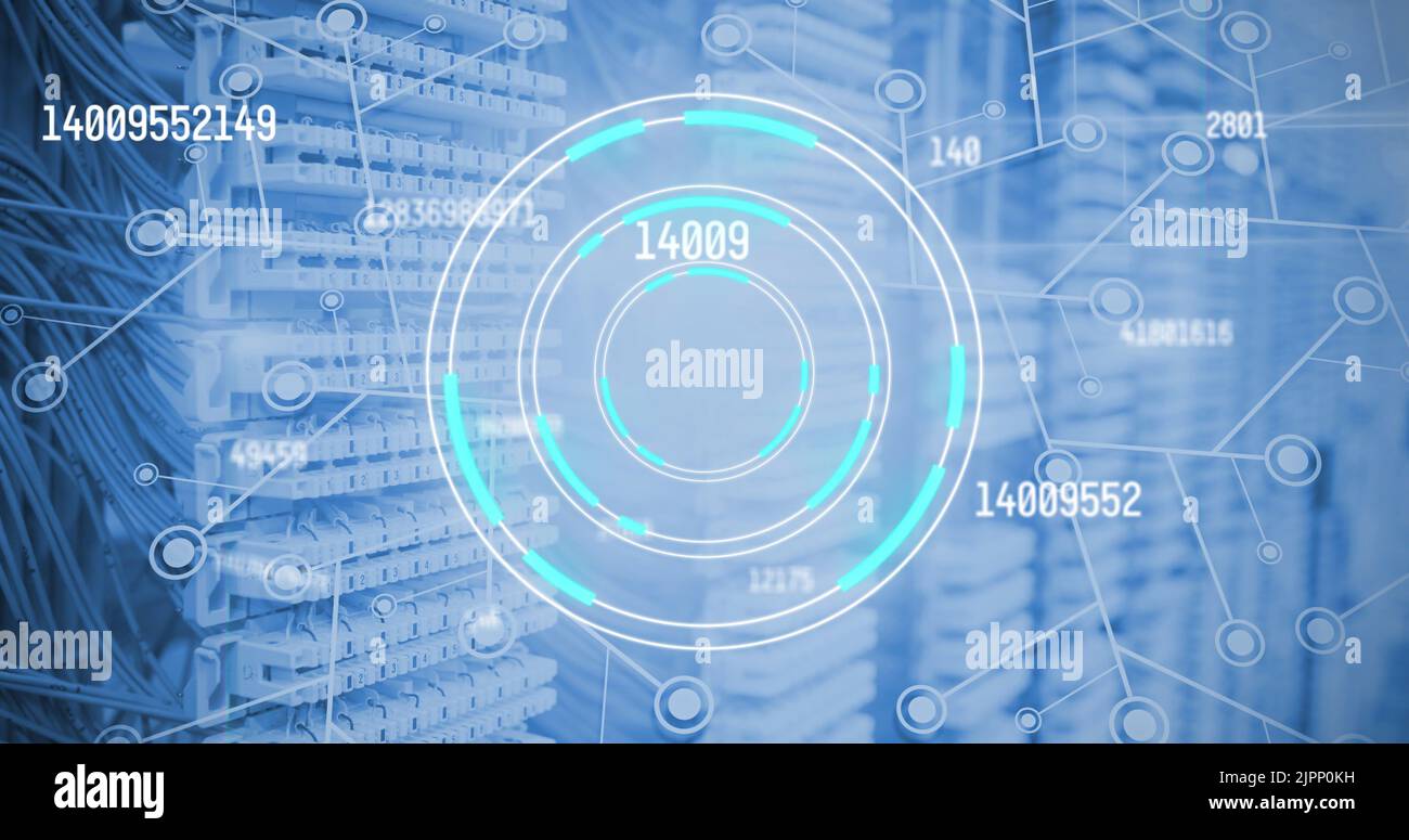 Multiple changing numbers over round scanner and network of connections ...