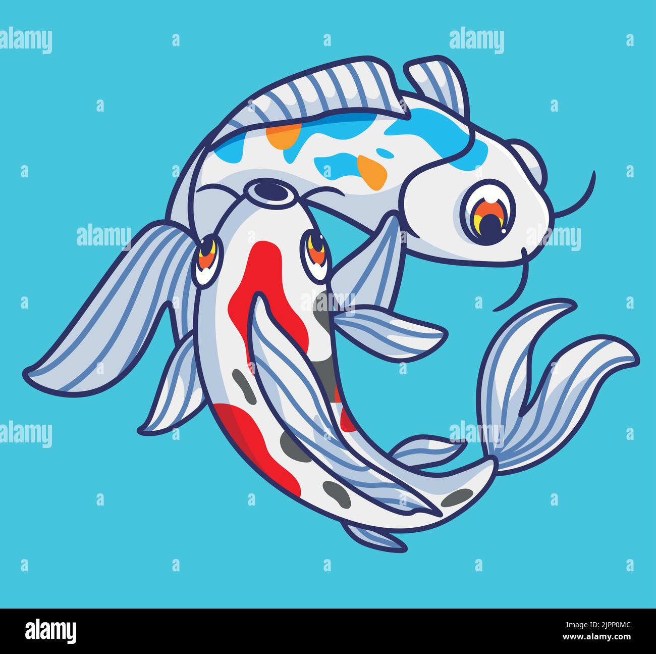 cute koi fish. isolated cartoon animal illustration. Flat Style Sticker ...