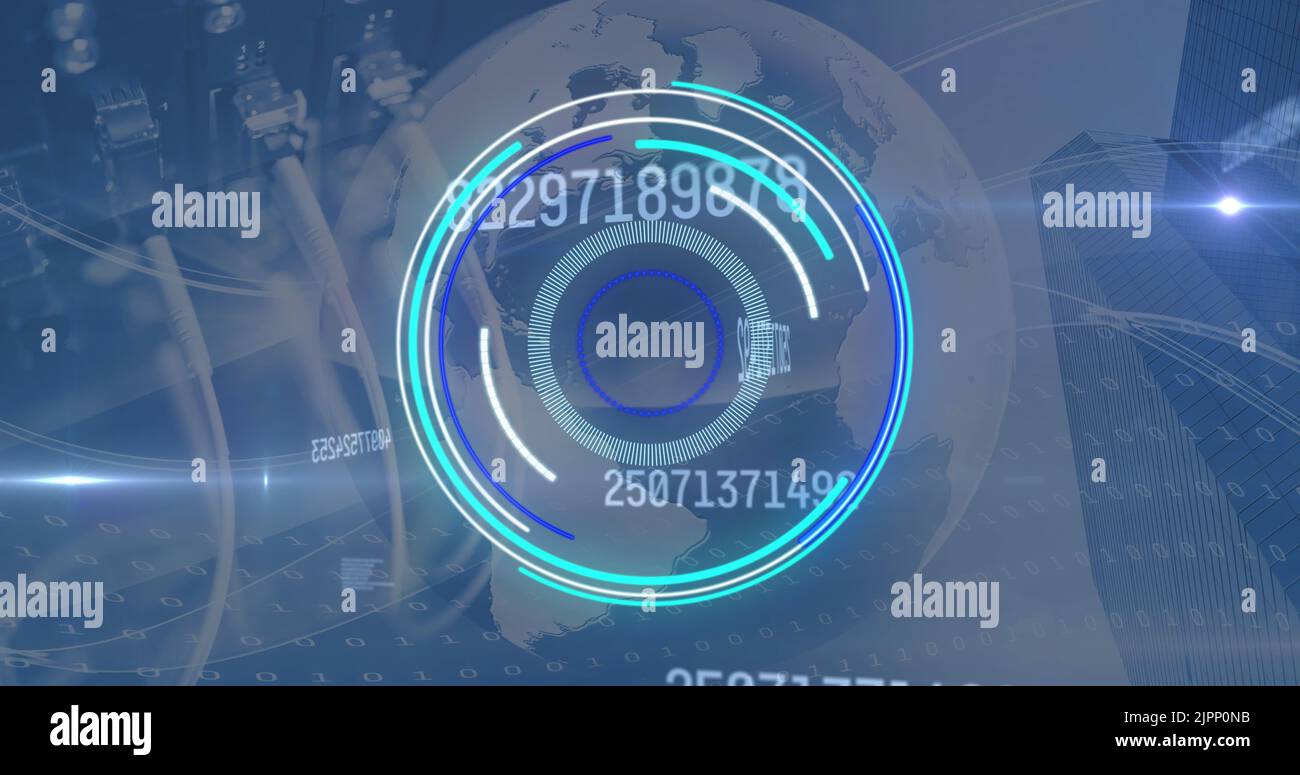 Image of digital interface showing circular scope and rising numbers ...