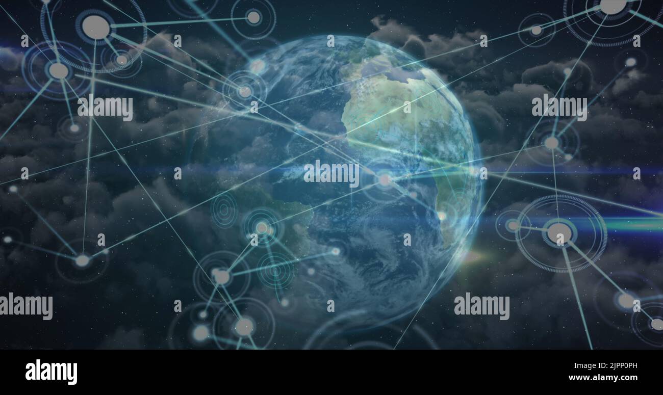 Globe network connection against spinning hi-res stock photography and ...
