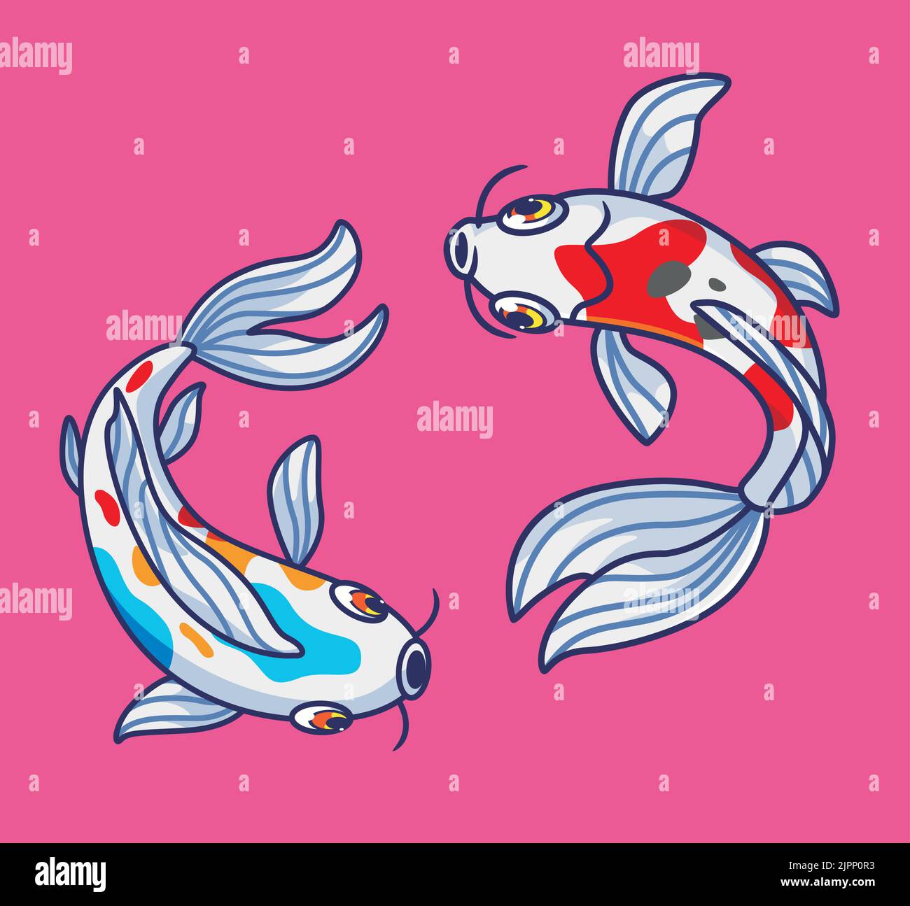 cute koi fish. isolated cartoon animal illustration. Flat Style Sticker ...