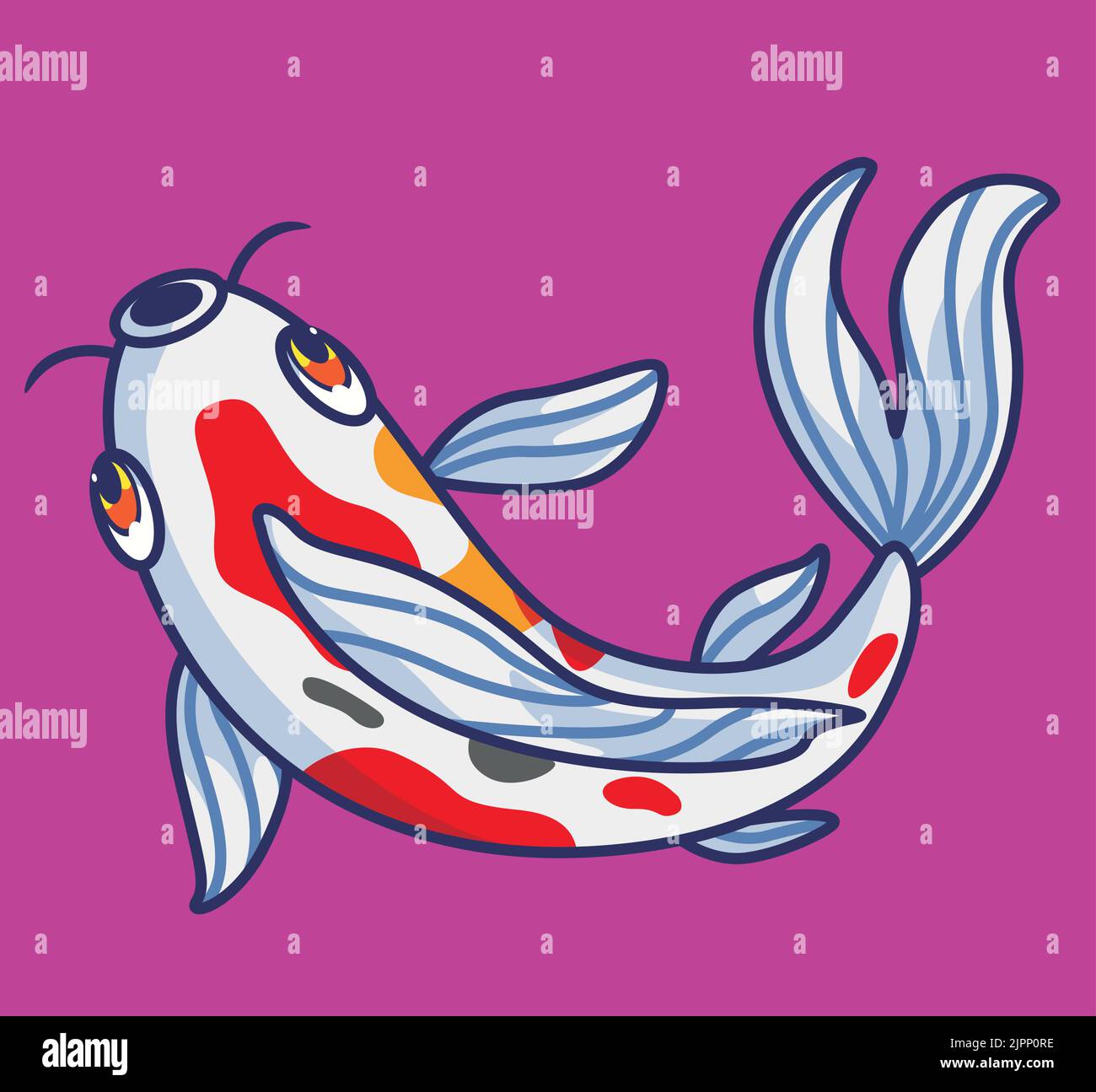 cute koi fish from top. isolated cartoon animal illustration. Flat ...
