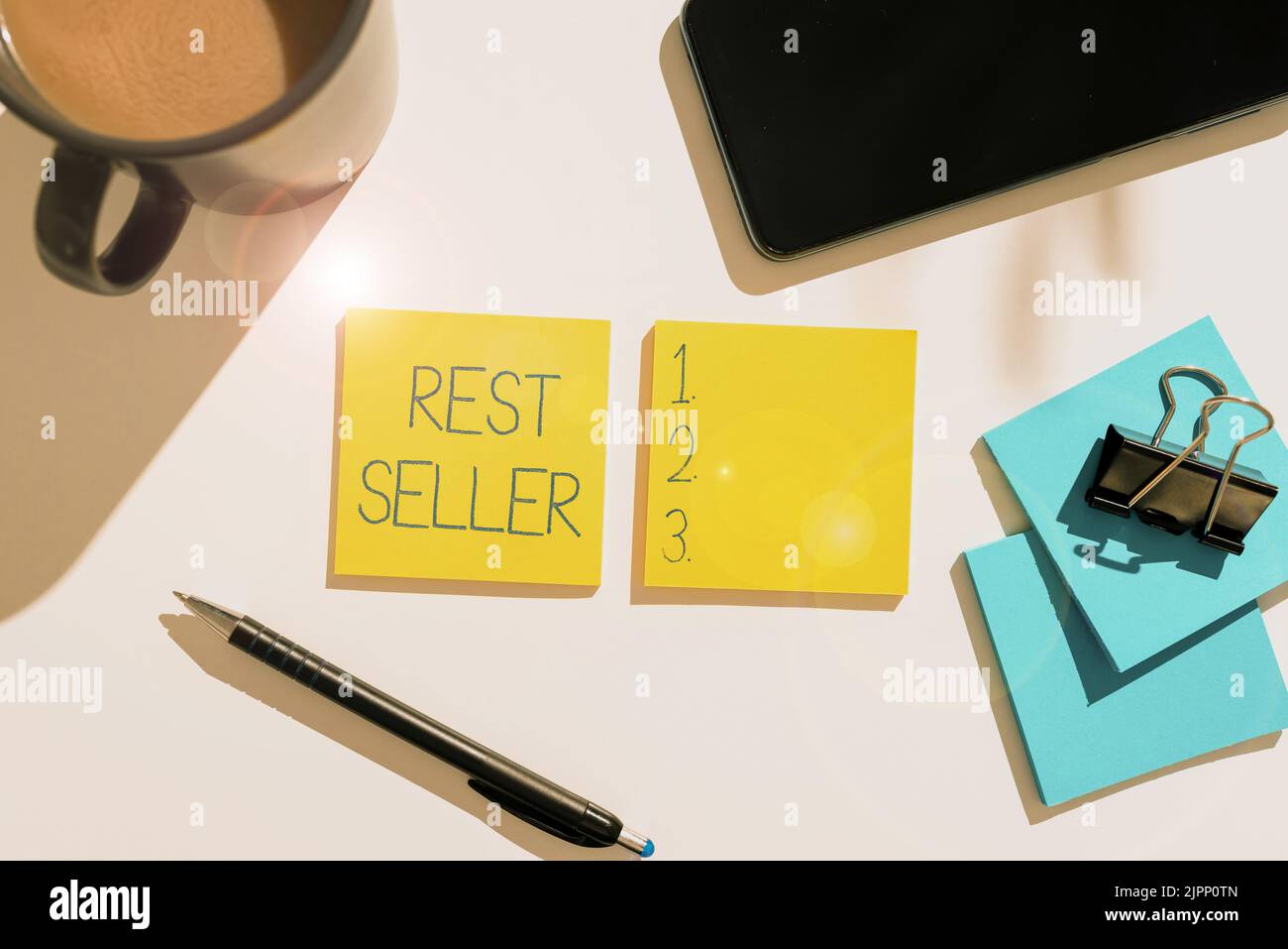 Sign displaying Rest Seller, Business overview one feature or the ...