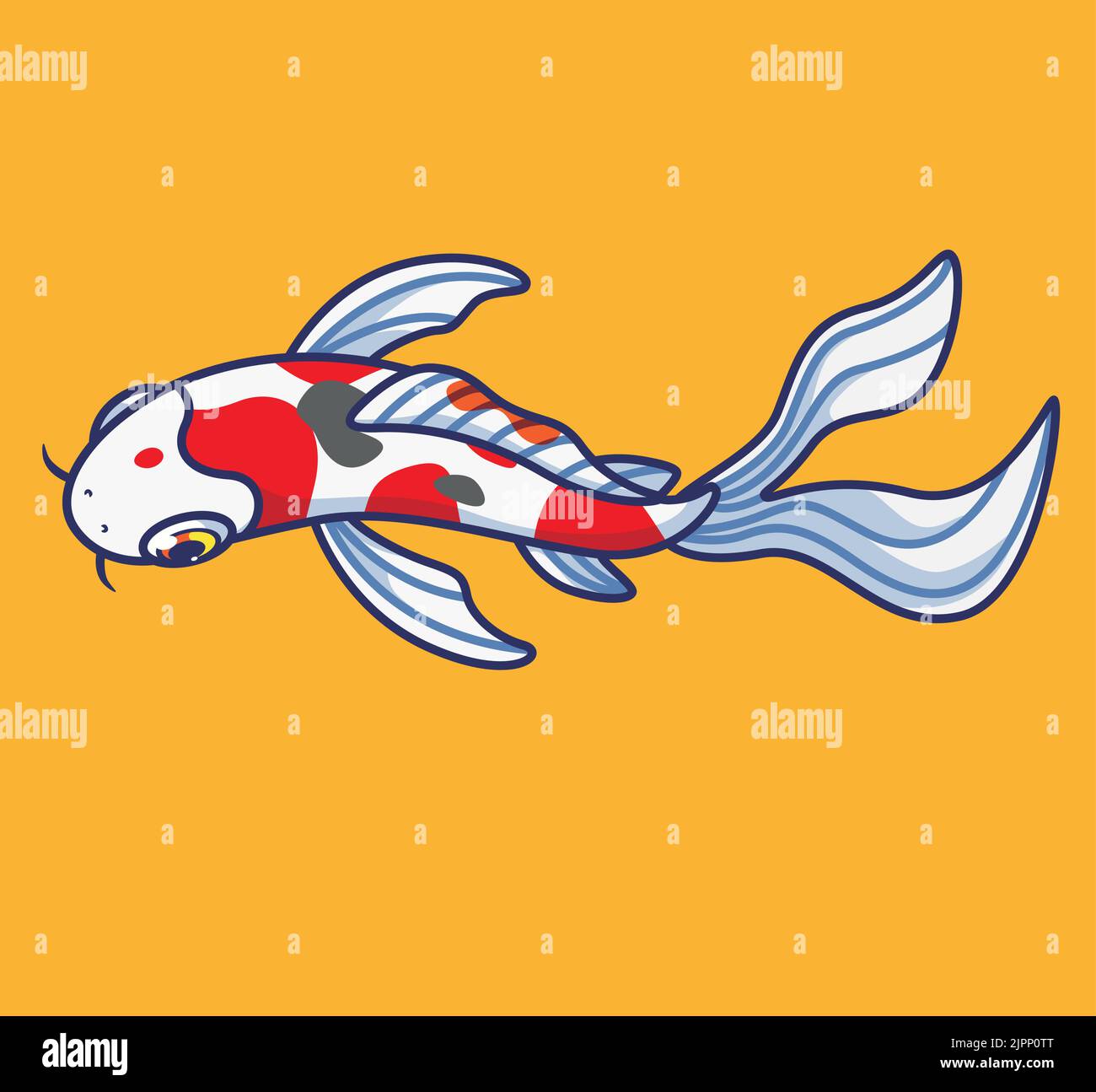 cute koi fish from top. isolated cartoon animal illustration. Flat ...