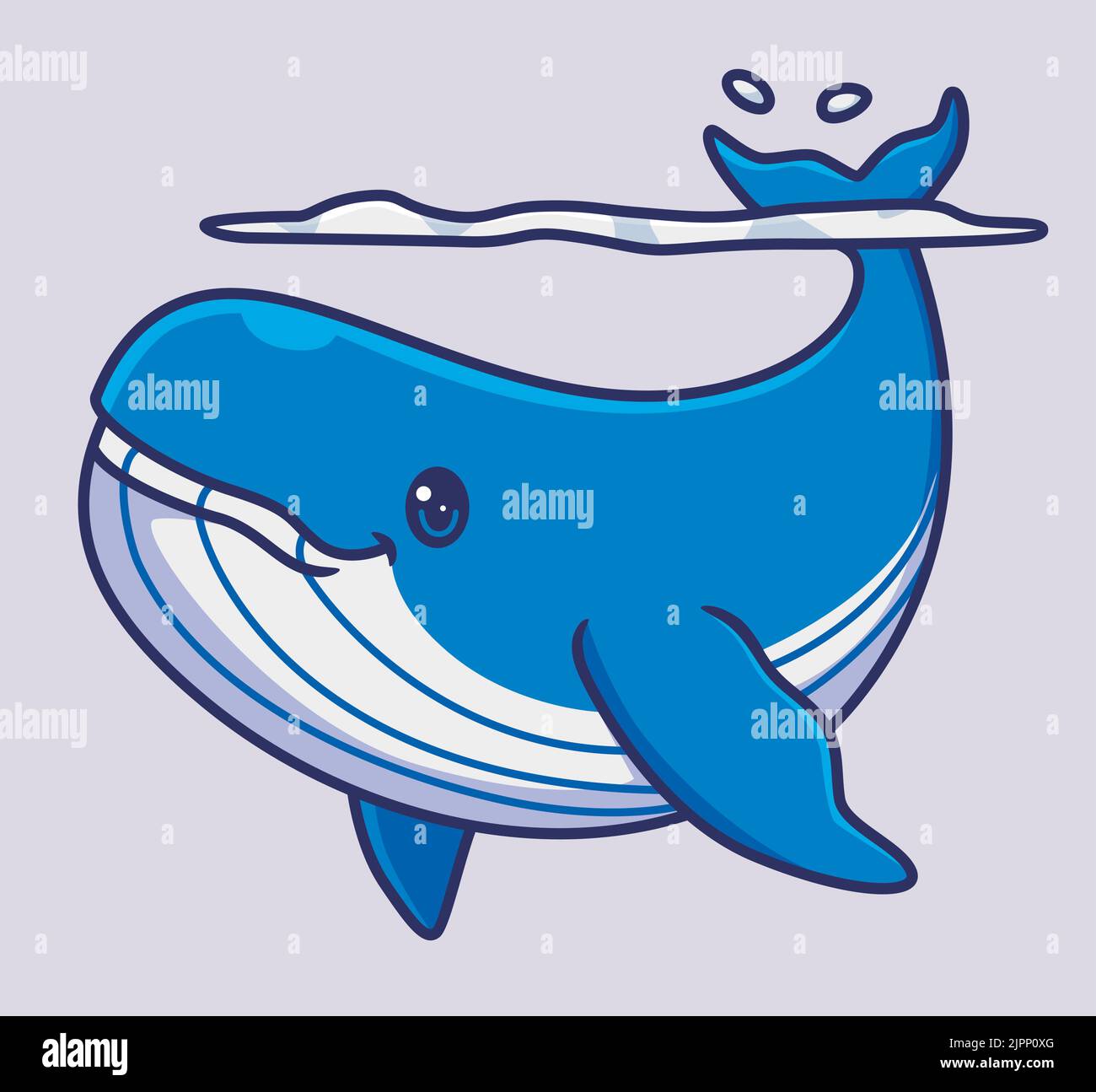 cute big blue whale under water. isolated cartoon animal illustration ...