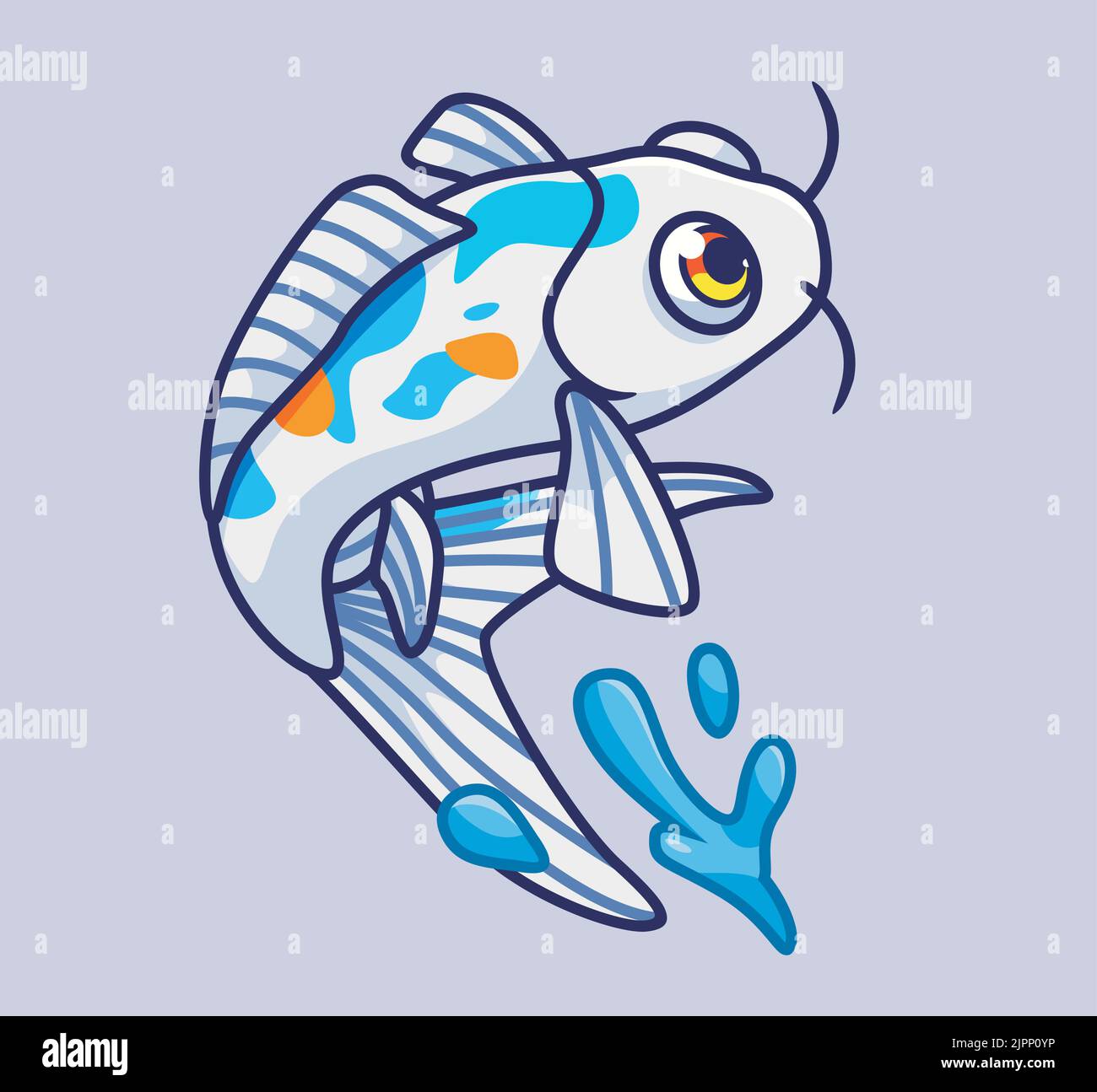 cute koi fish jumping. isolated cartoon animal illustration. Flat Style ...
