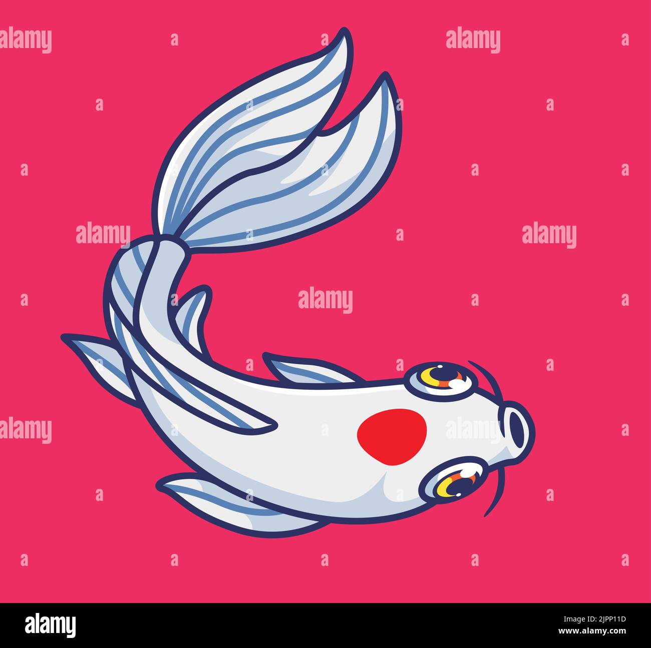 cute koi fish from top. isolated cartoon animal illustration. Flat ...