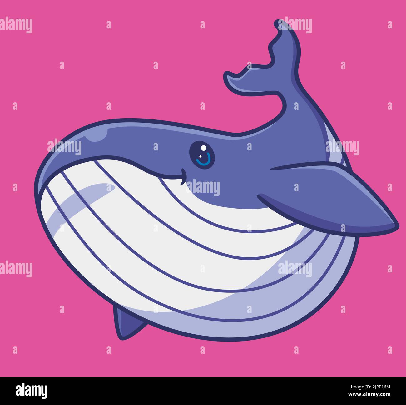 cute blue whale active. isolated cartoon animal illustration. Flat ...