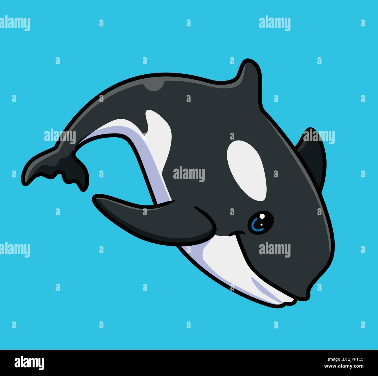 cute killer whale at sea. isolated cartoon animal illustration. Flat ...