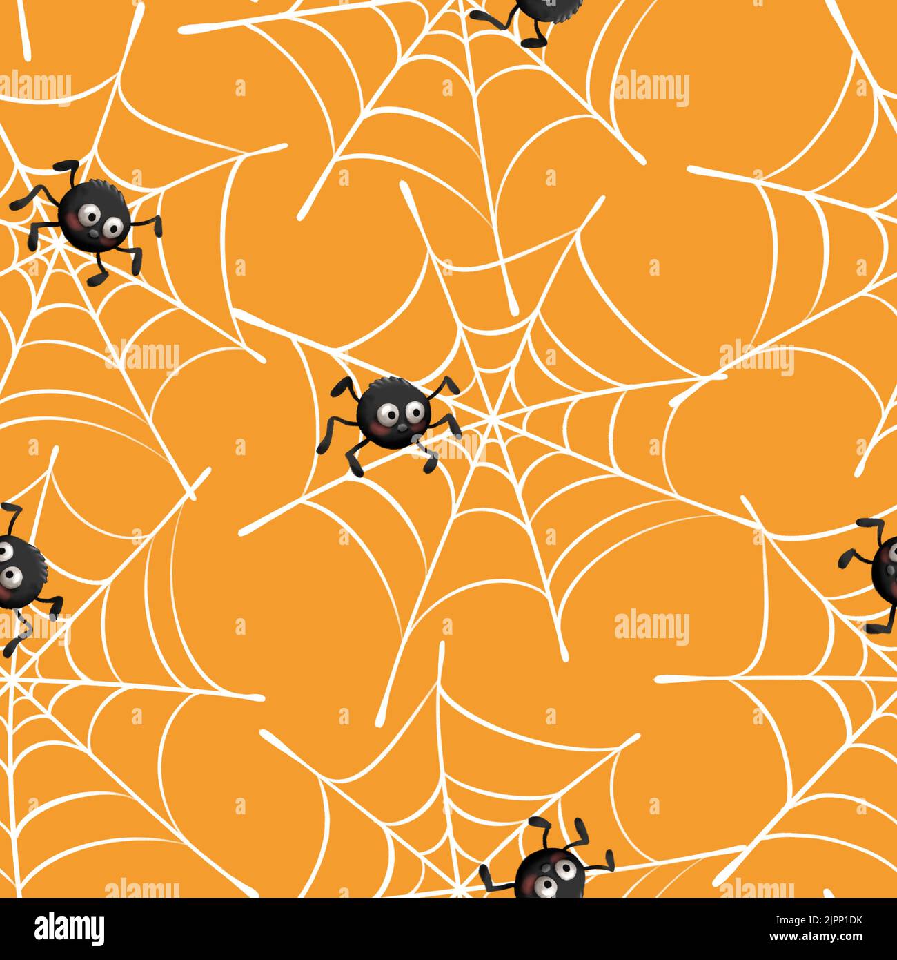 Spider webs. Seamless pattern with cartoon spider. Halloween ...