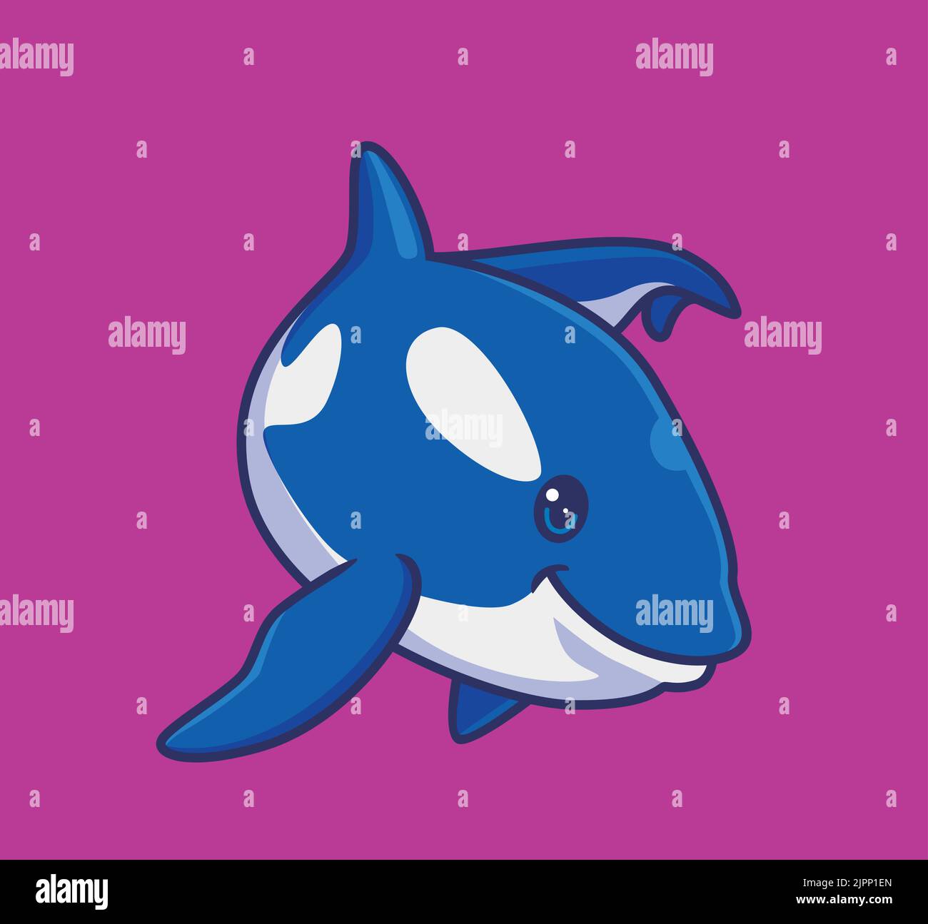 cute killer whale movement. isolated cartoon animal illustration. Flat ...