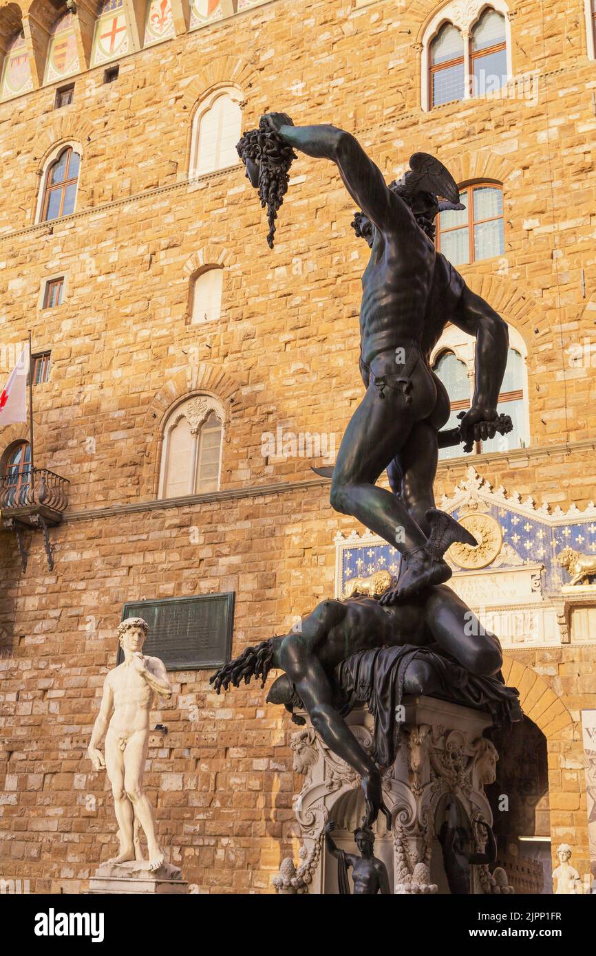 Cellini's sculpture of Perseus killing Medusa, Piazza della Signoria, Florence, Tuscany, Italy ...