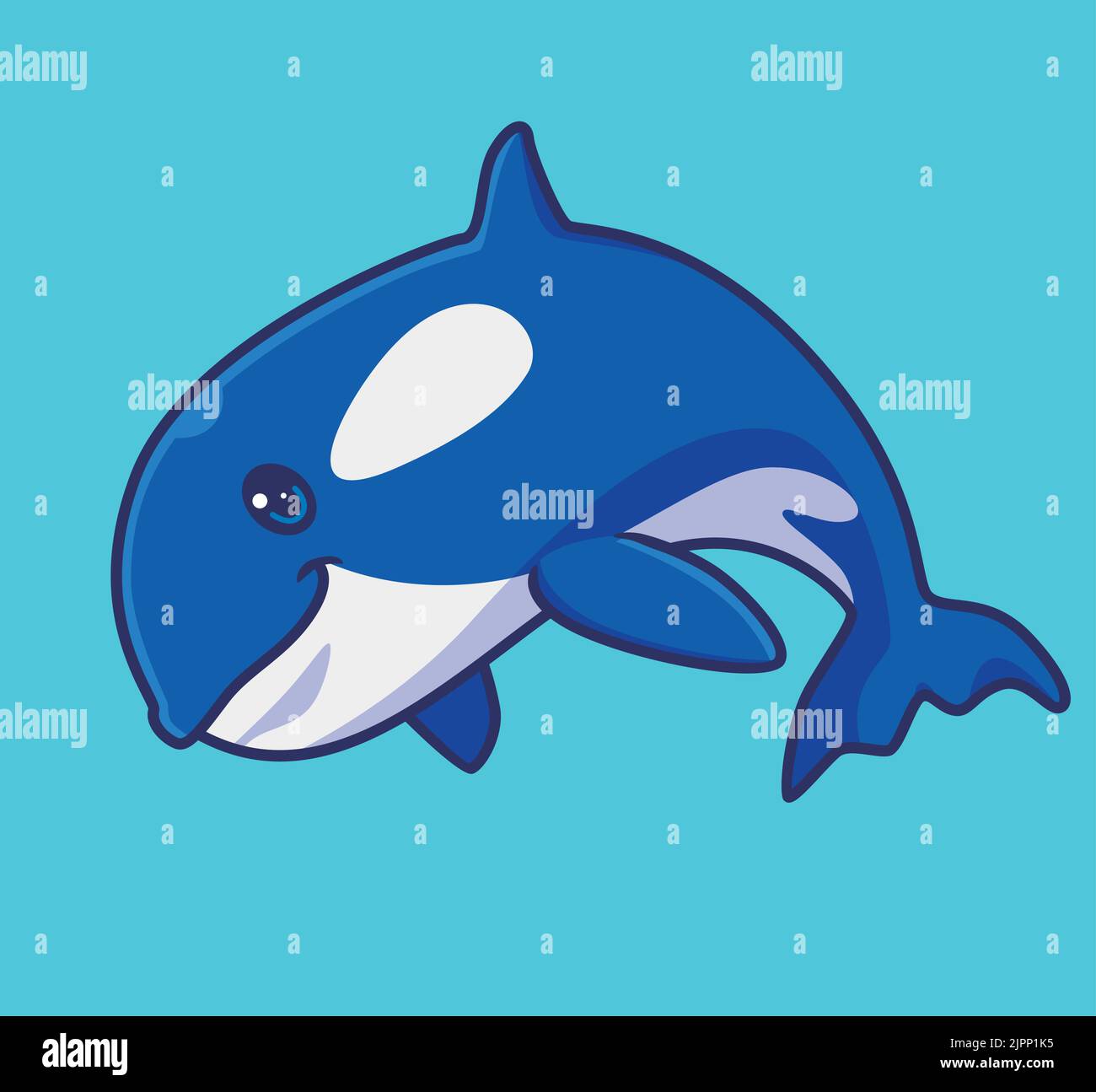 cute killer whale swim down. isolated cartoon animal illustration. Flat ...