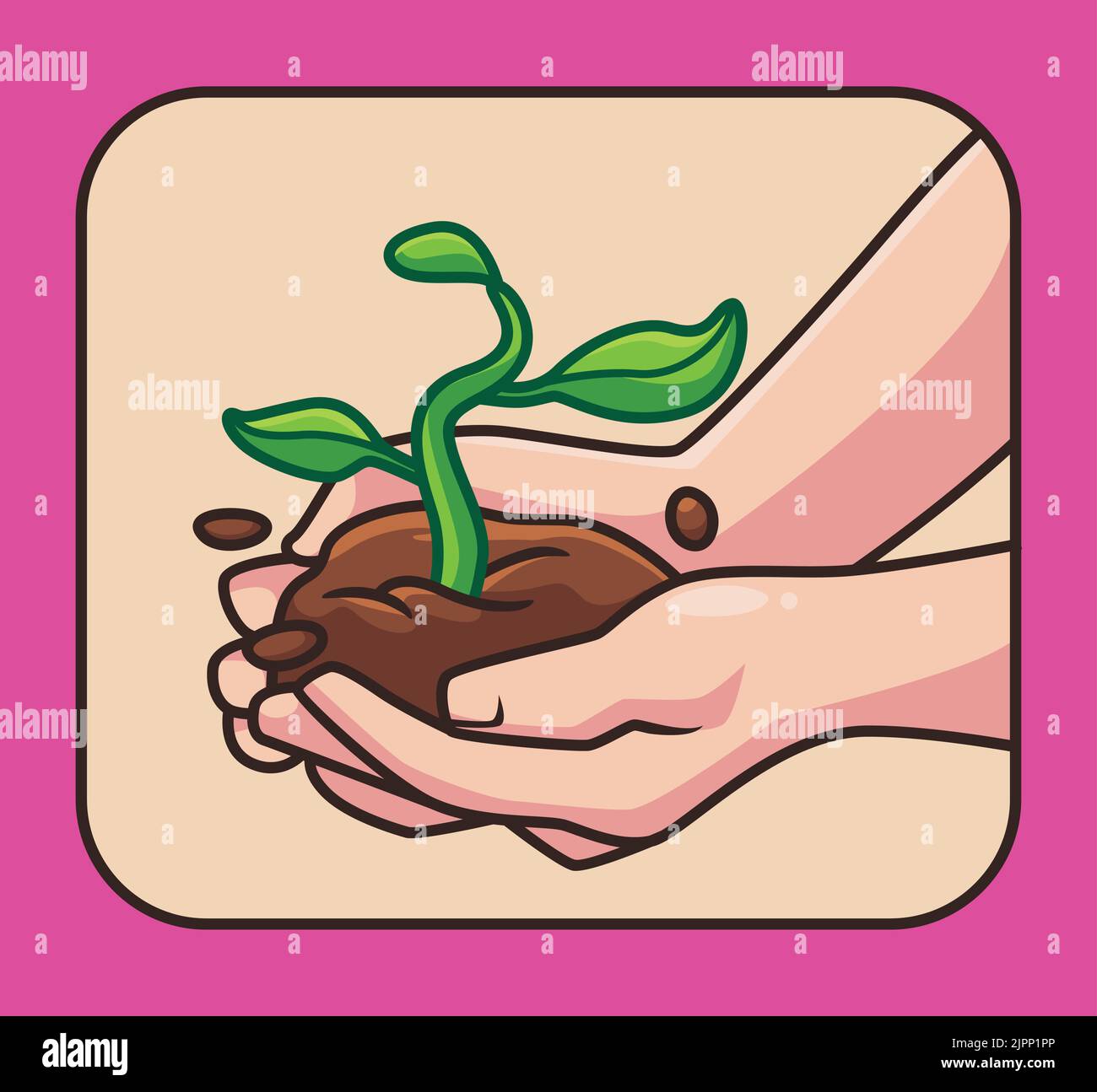 Growing plant save the earth. isolated cartoon plant illustration. Flat ...