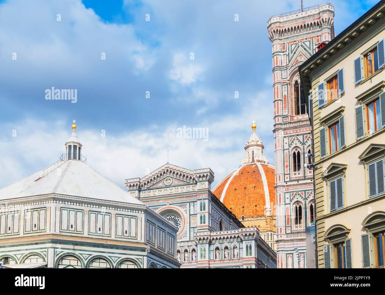 Vew of Duomo Santa Maria del Fiore, Giotto's Campanile and Brunelleschi ...