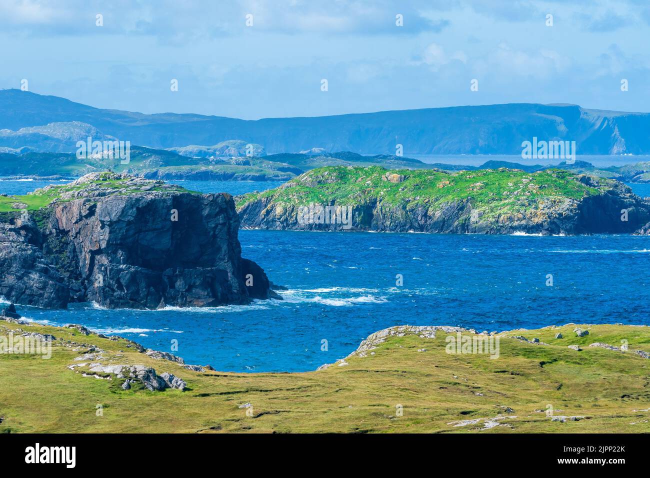 Sea and Gneiss metamorphic rocks near Butt of Lewis on the Isle of ...