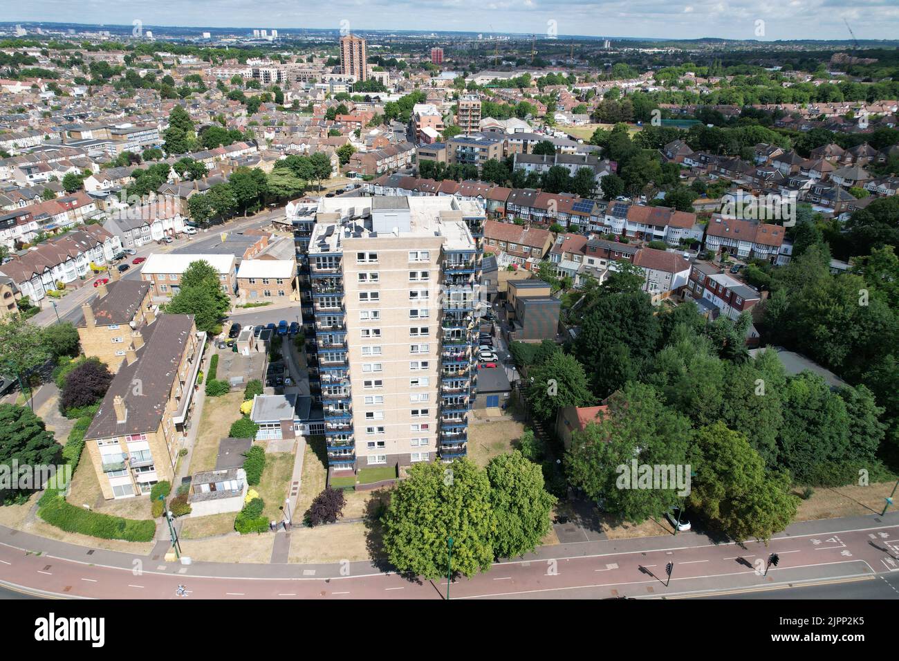 Tower block Walthamstow London borough walthamforest UK drone aerial ...