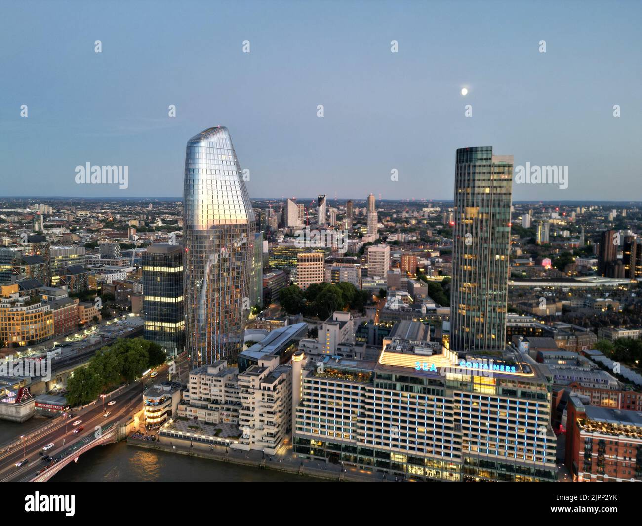 Skyline with office buildings tower of london at sunset hi-res stock ...