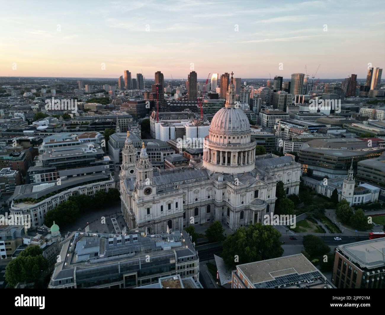 St Paul’s Cathedral London drone aerial view sunset Stock Photo - Alamy