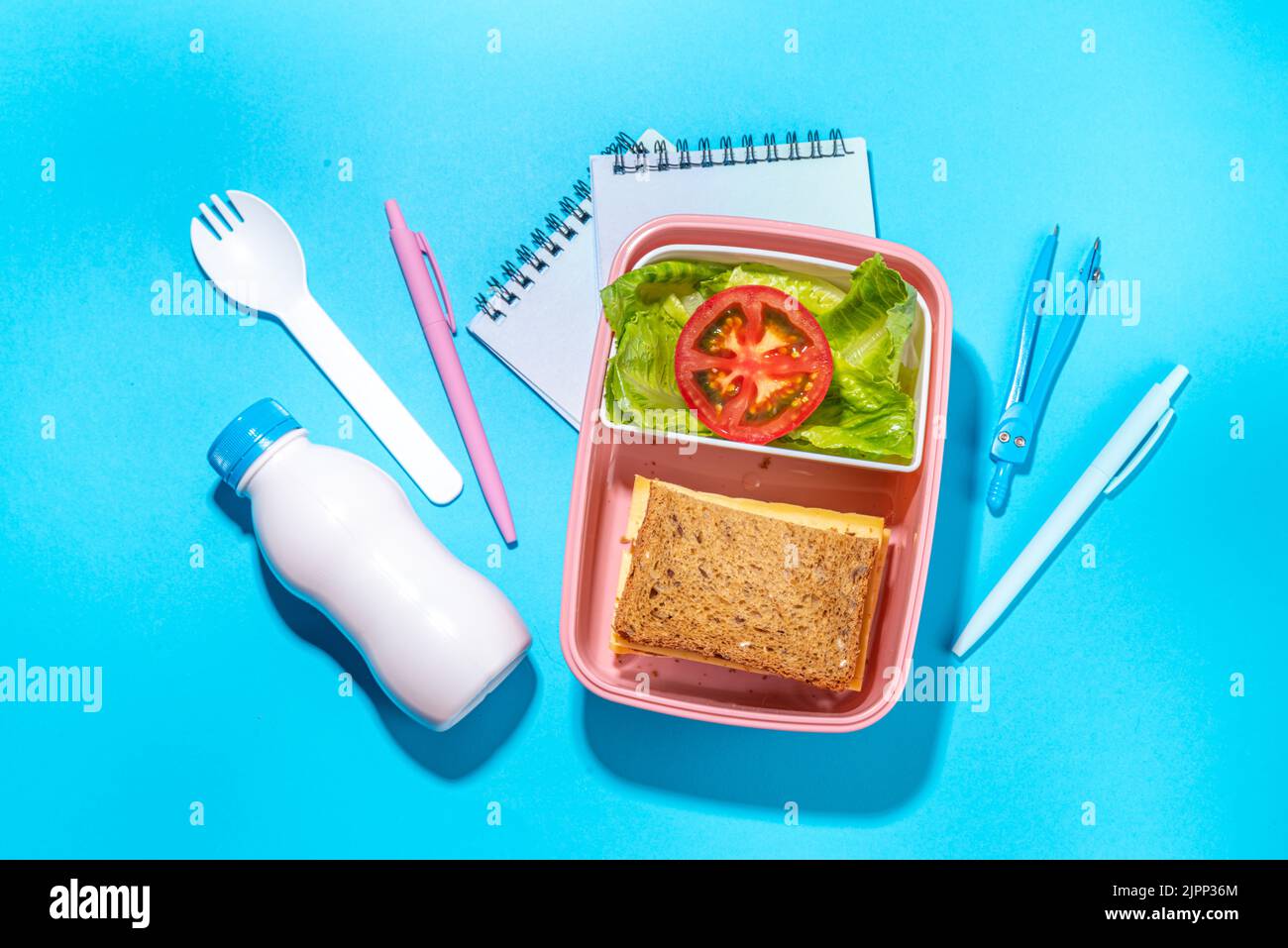 Healthy school meal, back to school concept. Children packed lunch box ...