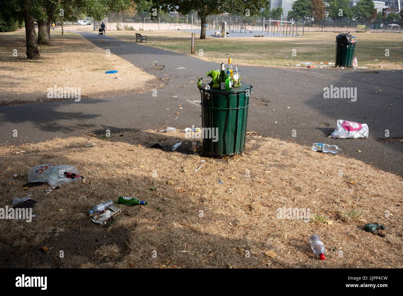 Litter is overflowing in bins and across parched, brown grass in Ruskin ...