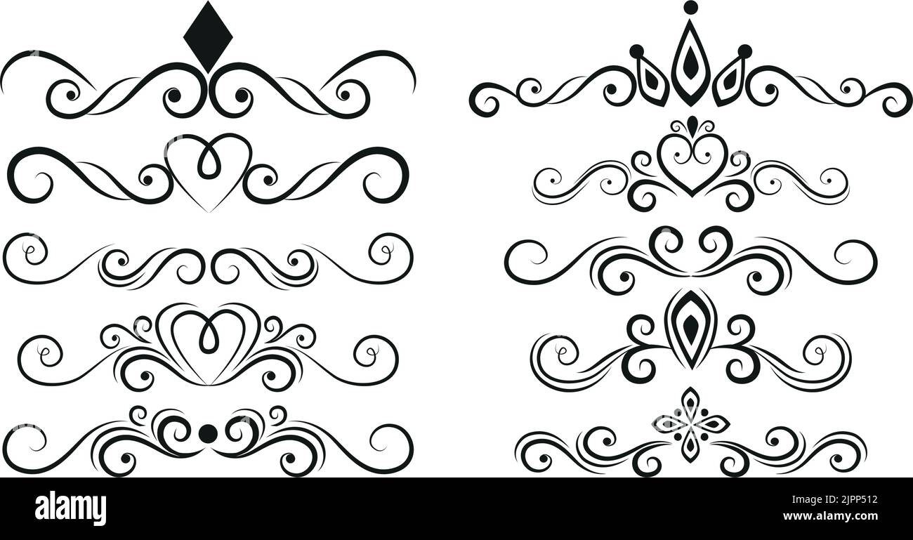 Set of black lines ornaments, frames for illustrations on a white ...