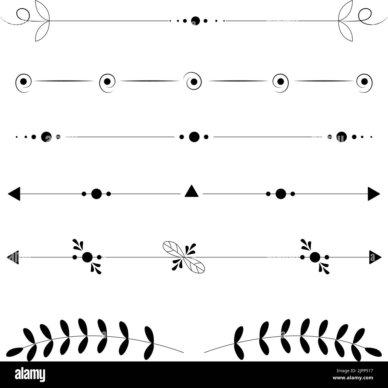 Set of black lines ornaments, frames for illustrations on a white ...