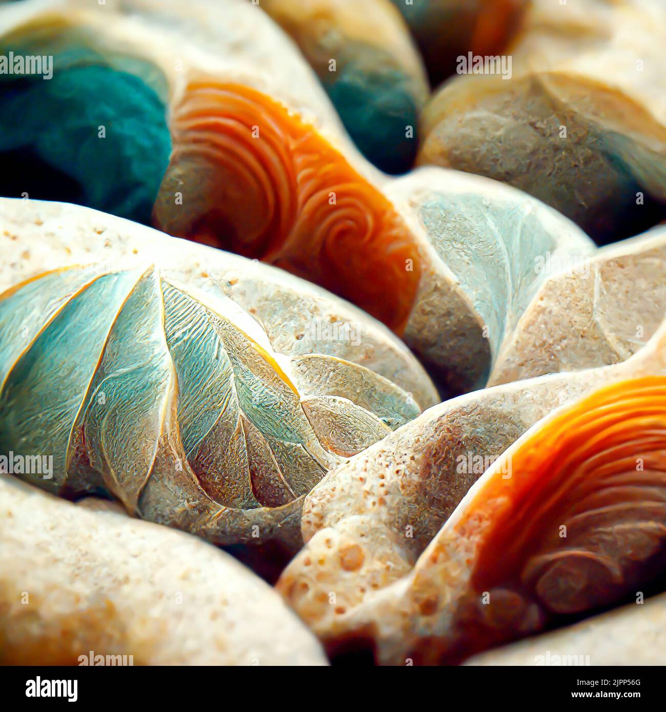 Sea shells colorful abstract background 3 D illustration Stock Photo ...