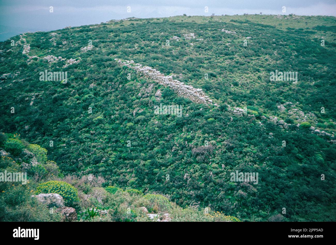 Ancient walls in Aptera in western part of Crete, the largest and most ...