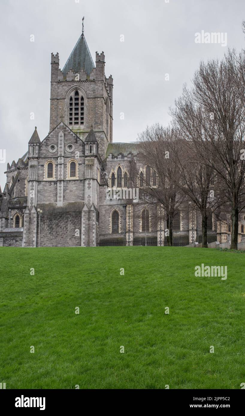 Christ Church Cathedral over green grass. Elder of the capital citys ...
