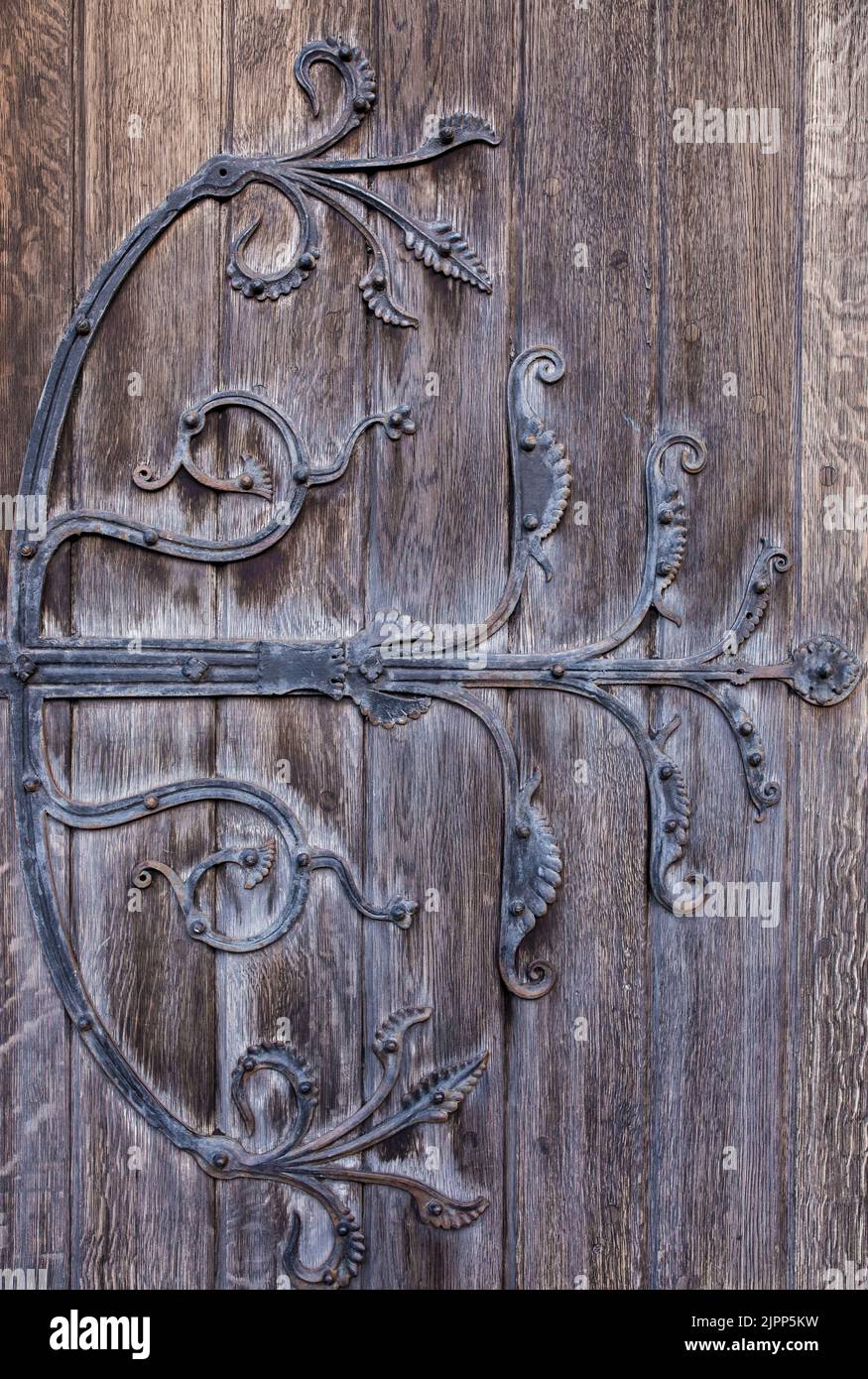 Christ Church Cathedral ground door, Dublin, Ireland. Decorated hinges ...