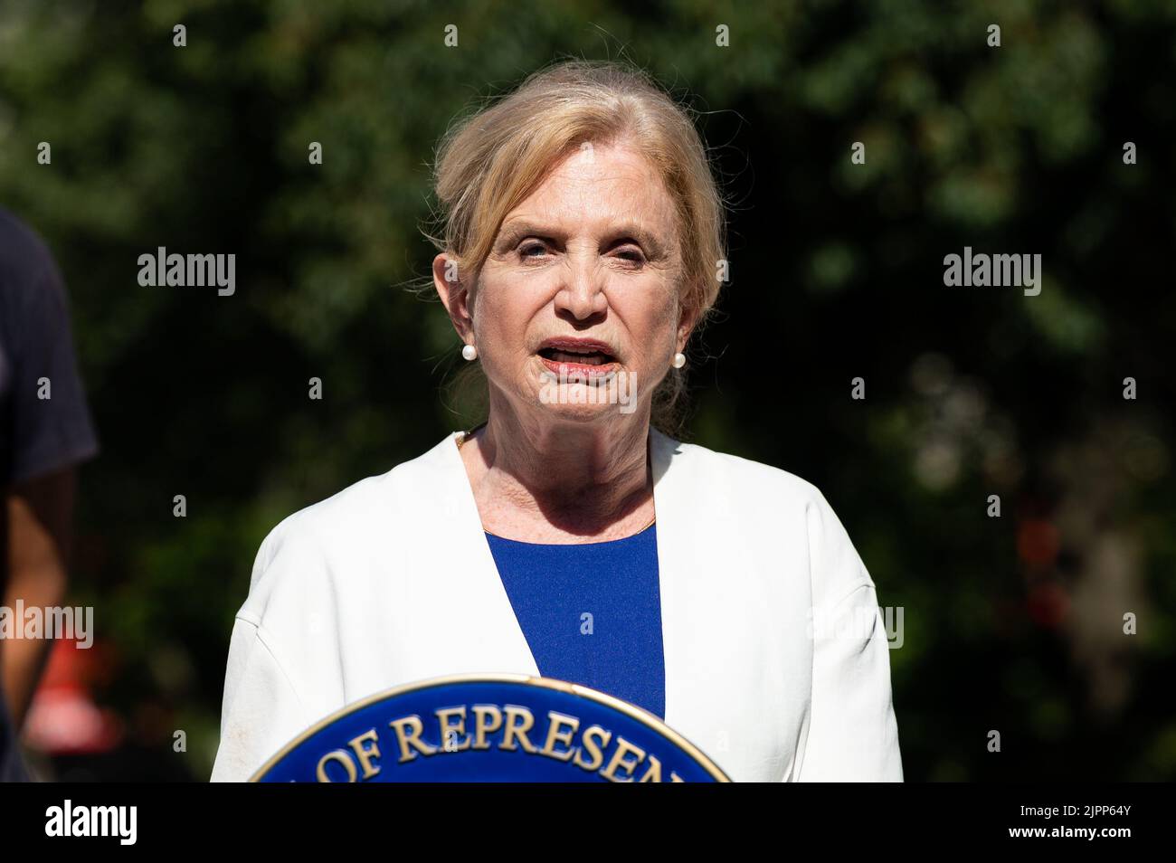 U.S. Representative Carolyn Maloney (D-NY) speaking in Union Square at ...