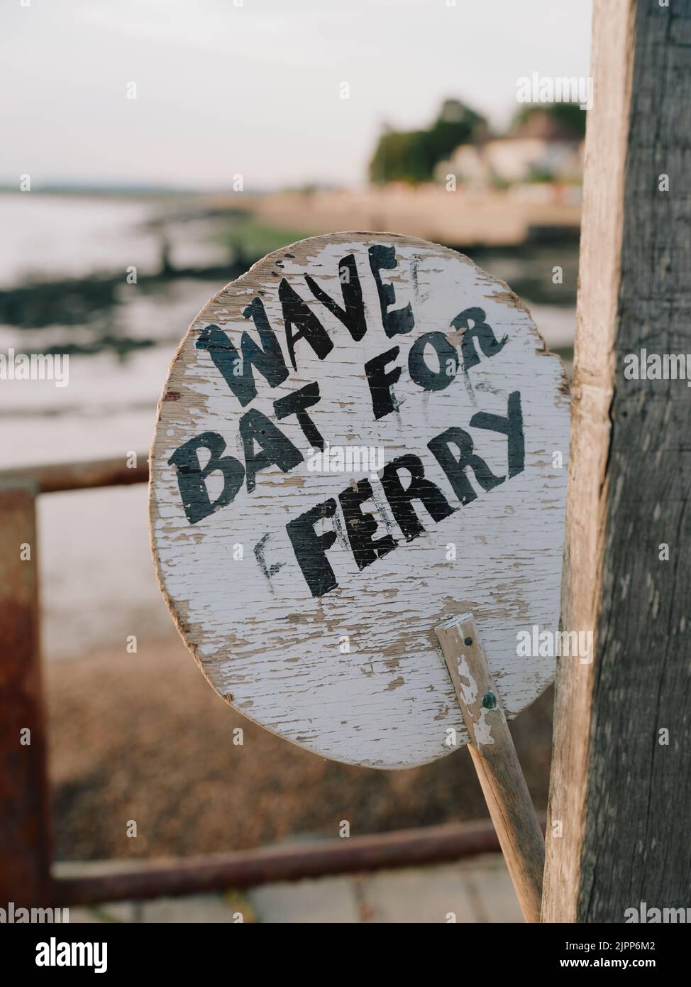 The small hand sign to request the small passenger ferry to Felixstowe ...